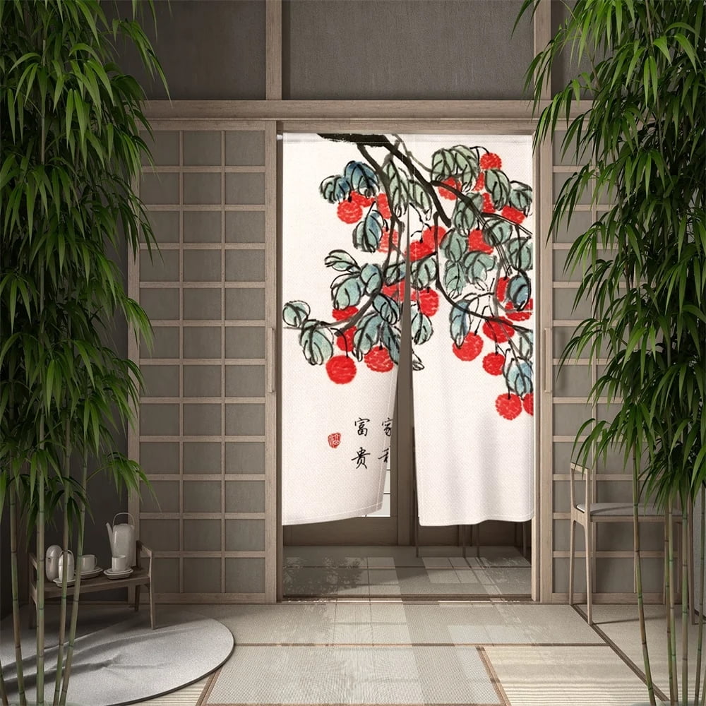 Chinese Style Scenery Door Curtain Landscape Ink Art Painting Curtains Living Room Japanese Door ...