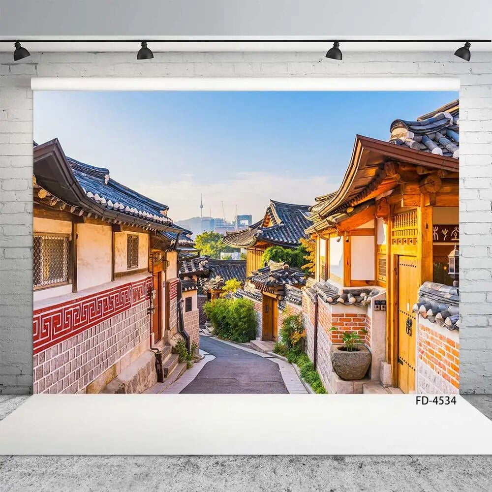 Chinese Style Street Scenic Vintage House Scenery Backgrounds Children ...