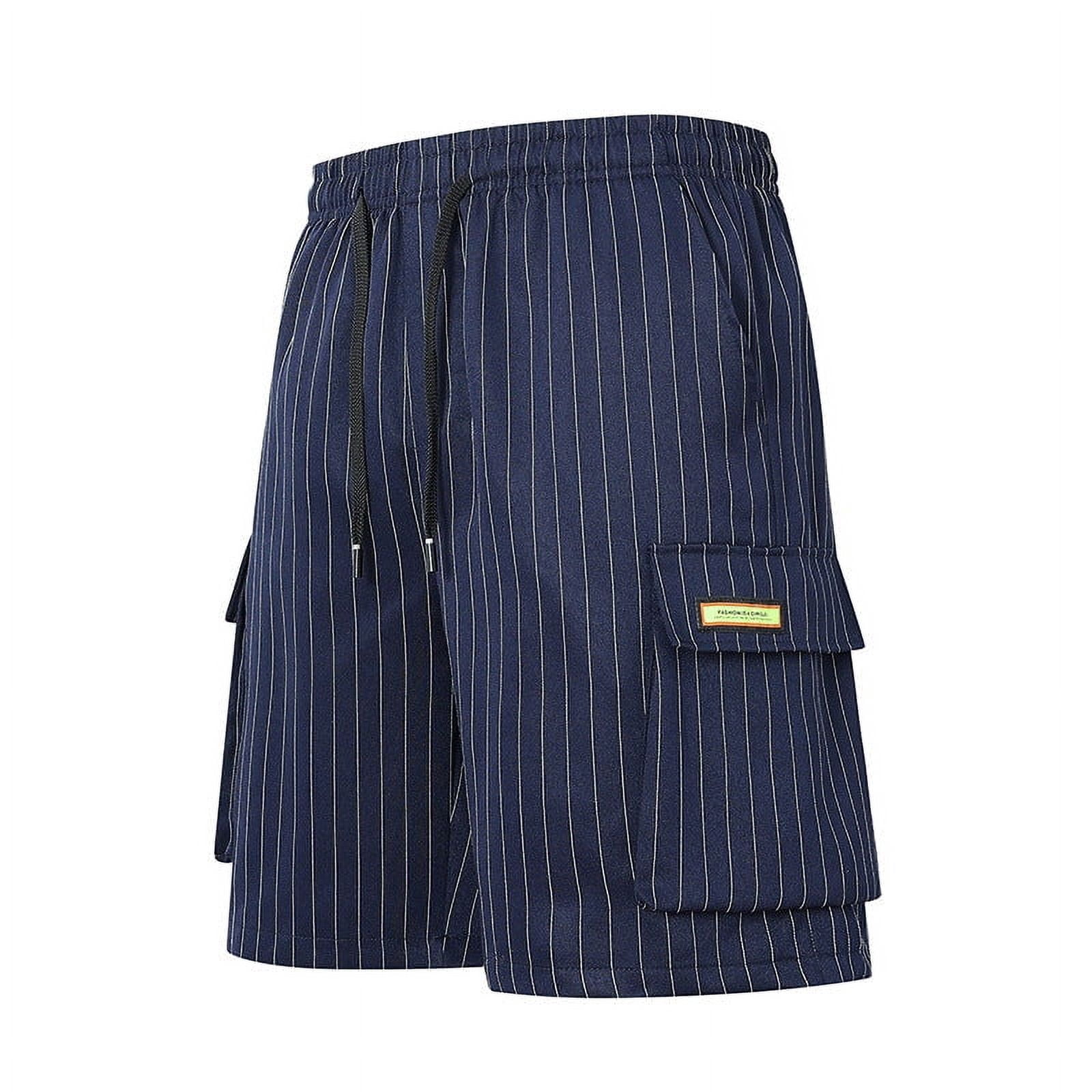 Chinese Style Summer Striped Casual Shorts Men's Loose Straight Beach ...