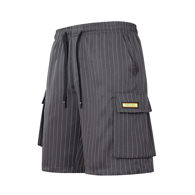 Chinese Style Summer Striped Casual Shorts Men's Loose Straight Beach ...