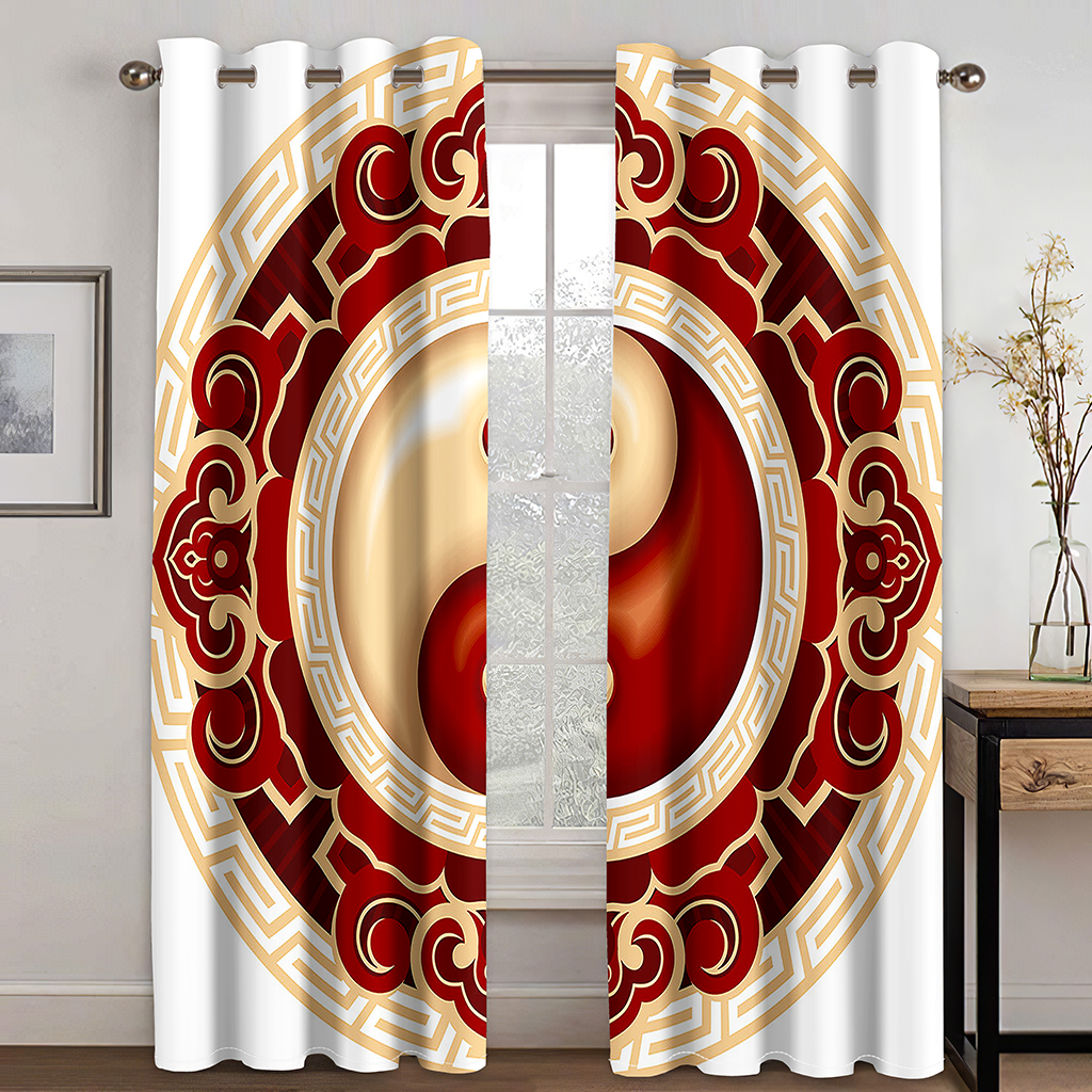 Chinese Style Taiji Bagua Design Taoist Traditional Culture Curtains 2 ...