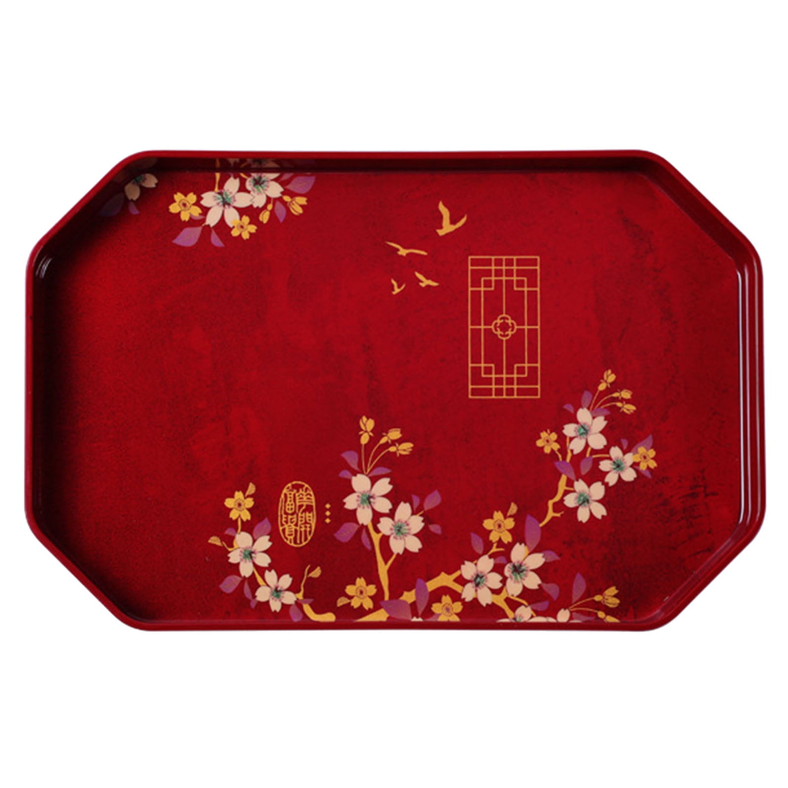 Chinese Style Tea Tray Washable Melamine Serving Tray with Flower ...