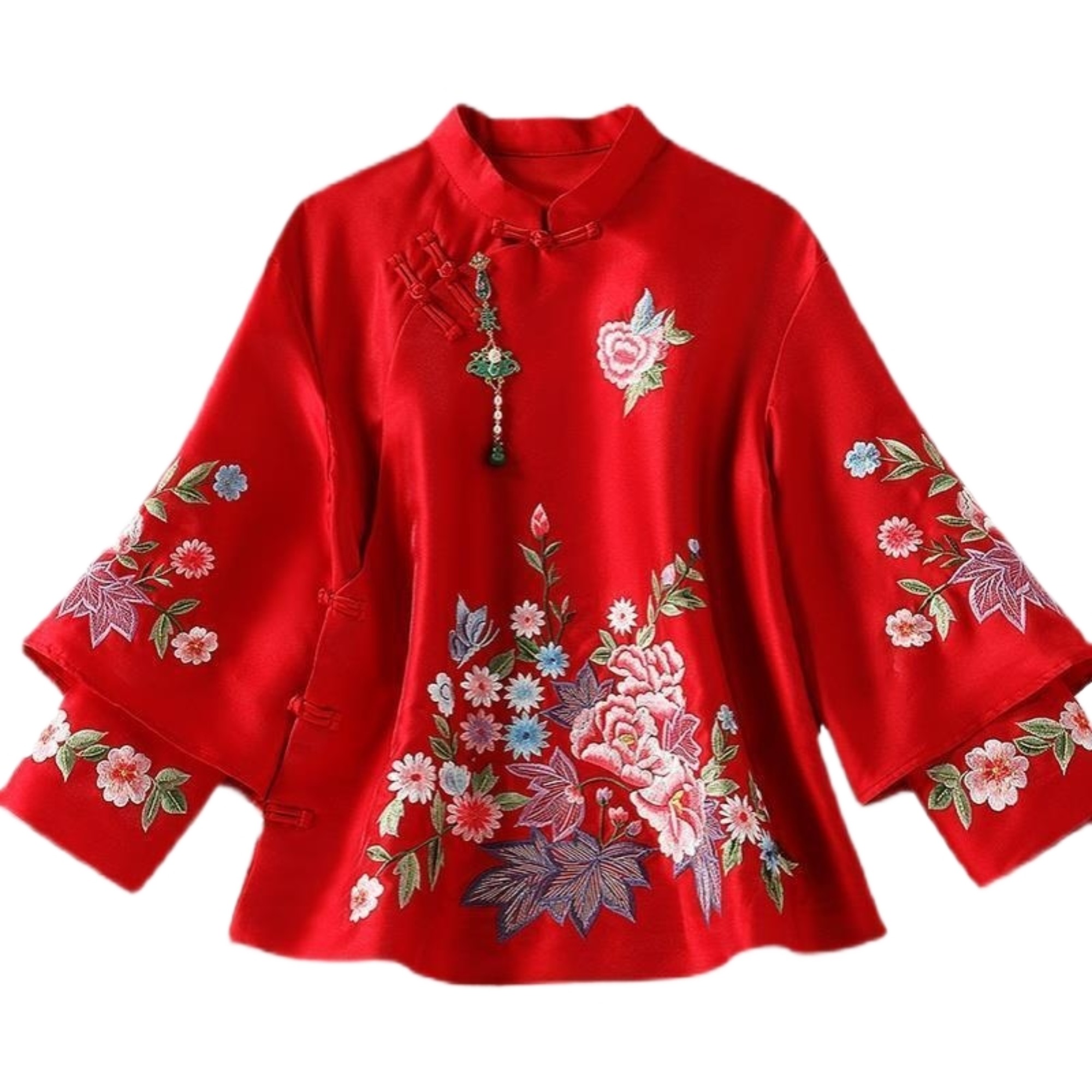 Chinese Style Top Women's Autumn Vintage Slant Placket Button ...