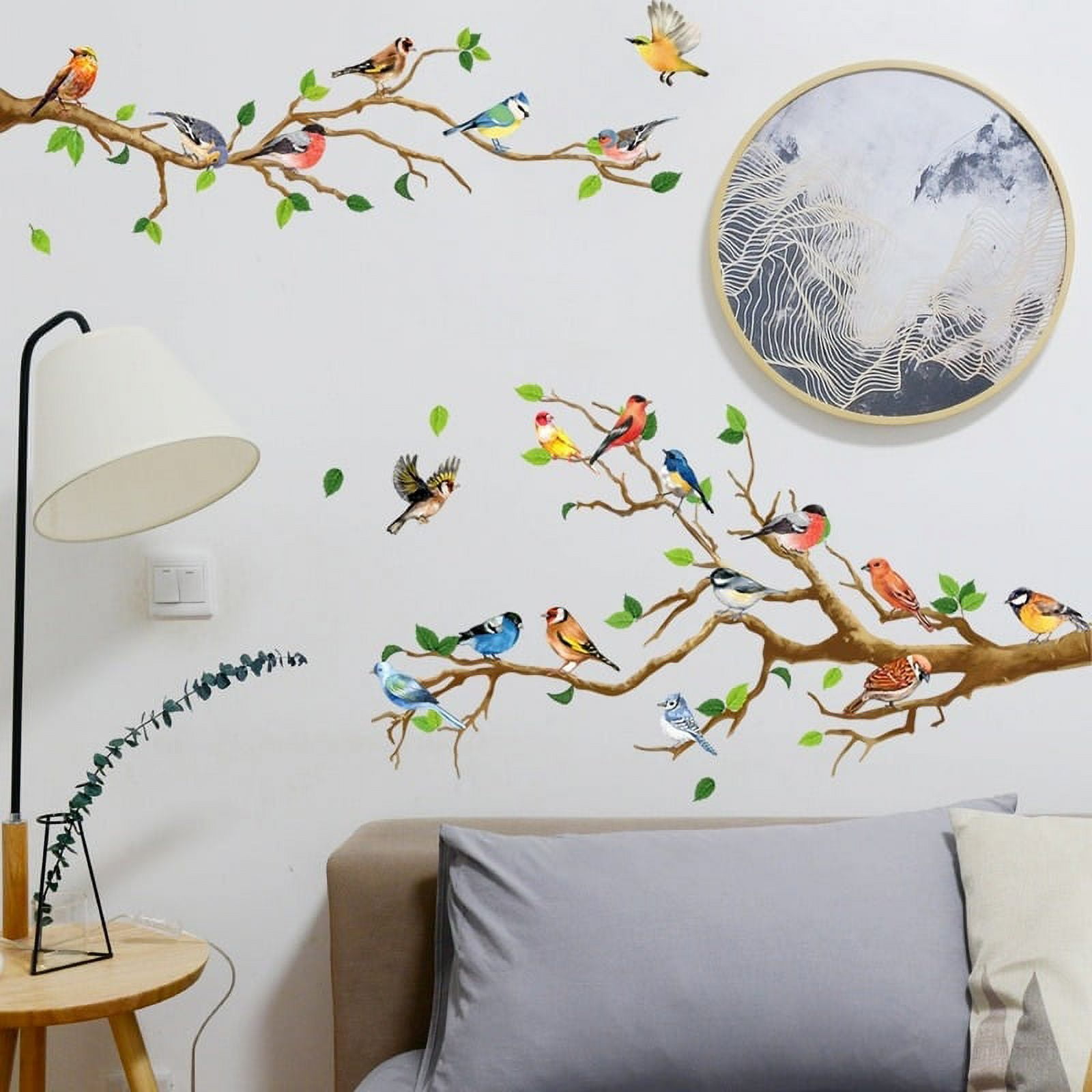 Chinese Style Vintage Bird Sticker Living Room Sofa Wall Decor Stickers ...