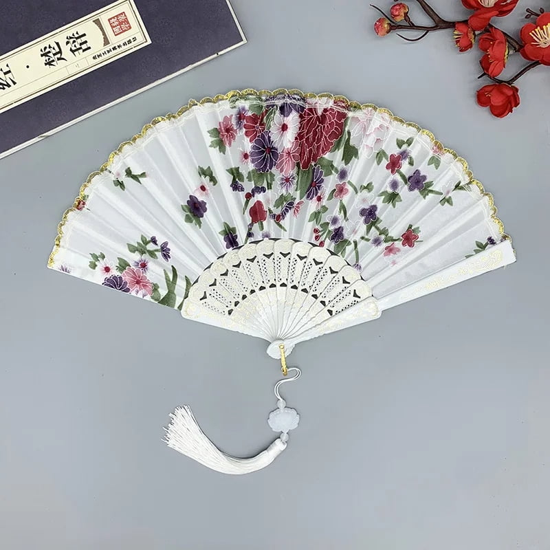Chinese Style Vintage Silk Folding Fan Japanese Art Crafts Gift Home ...
