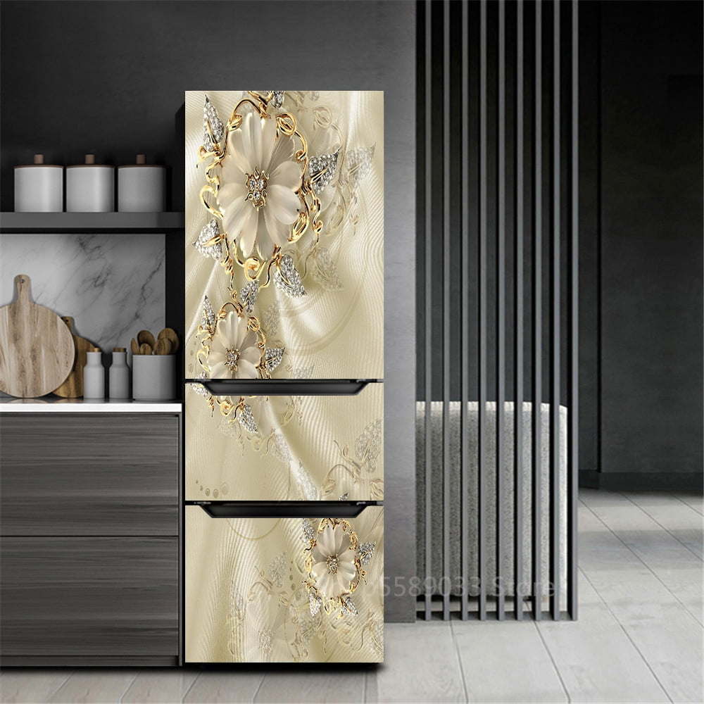 Chinese Style Vinyl Ink Painting Fridge Cover Sticker Landscape Flower ...