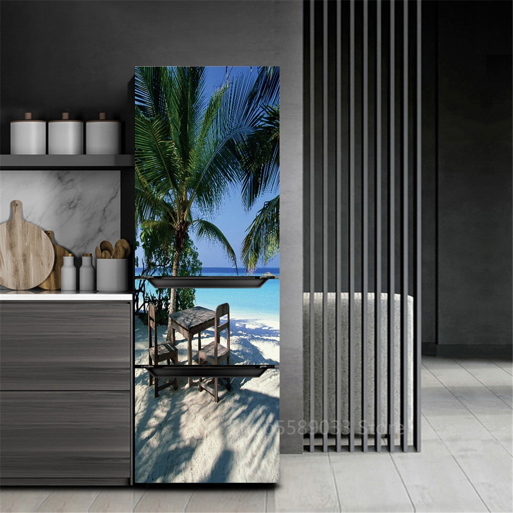 Chinese Style Vinyl Ink Painting Fridge Cover Sticker Landscape Flower ...