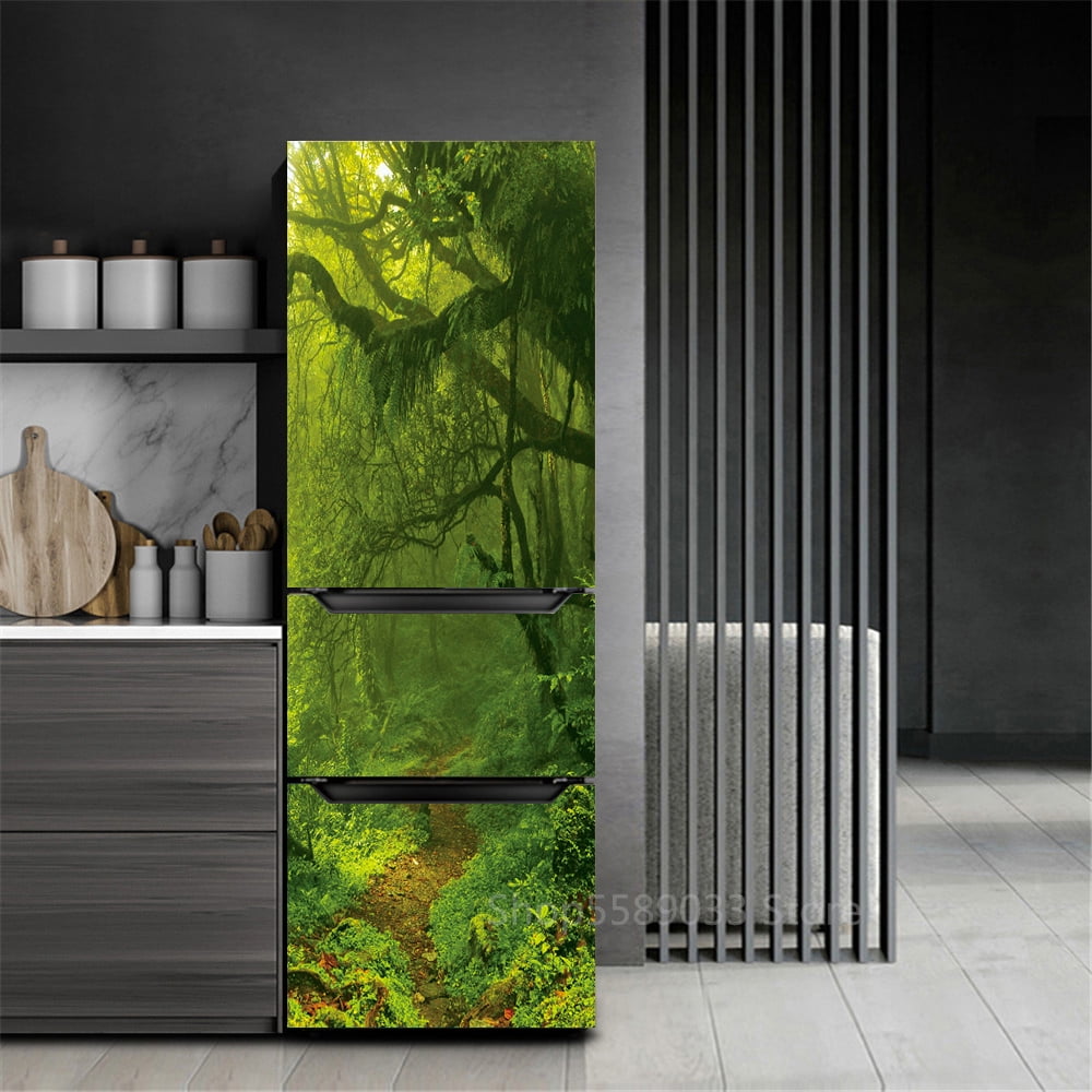 Chinese Style Vinyl Ink Painting Fridge Cover Sticker Landscape Flower ...