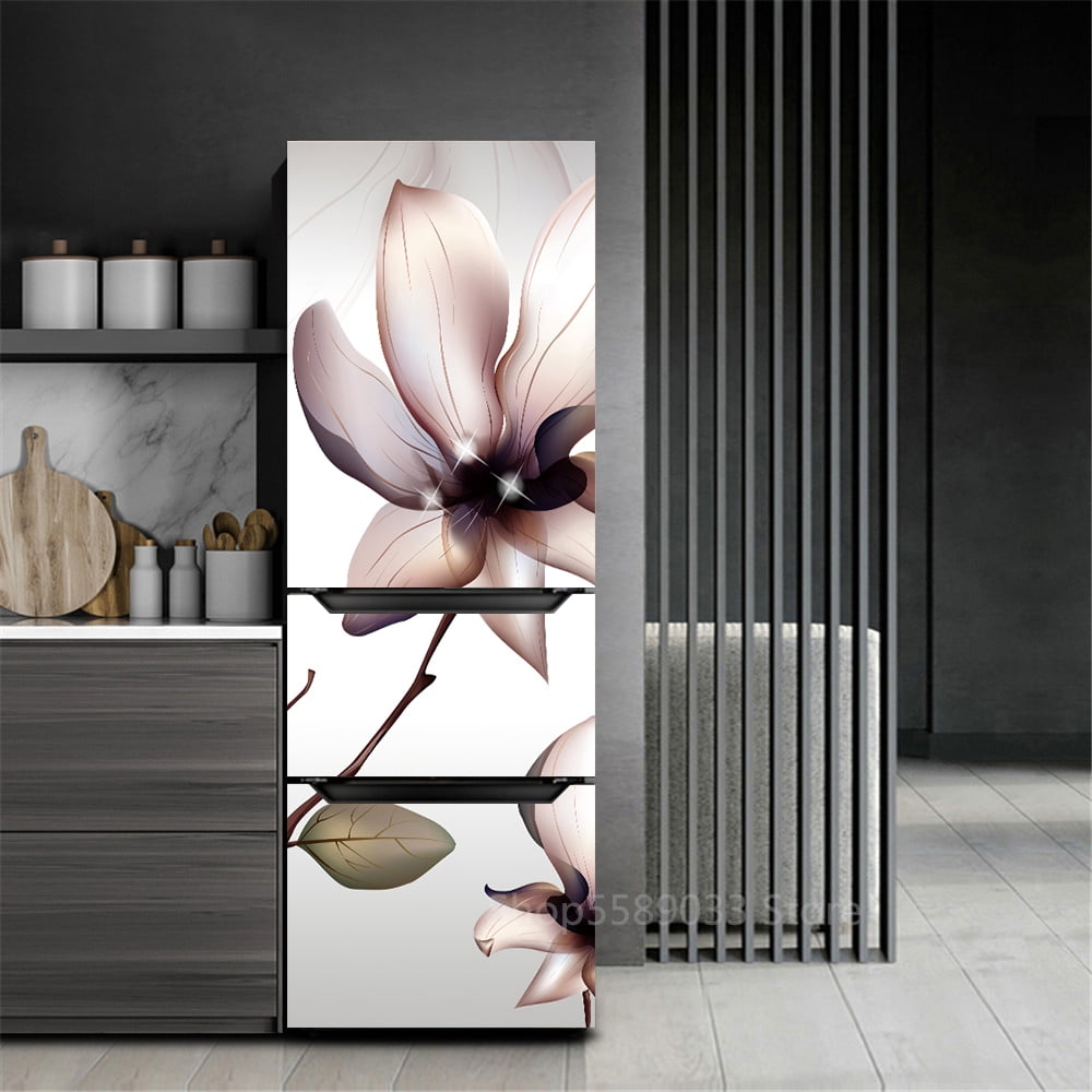 Chinese Style Vinyl Ink Painting Fridge Cover Sticker Landscape Flower ...