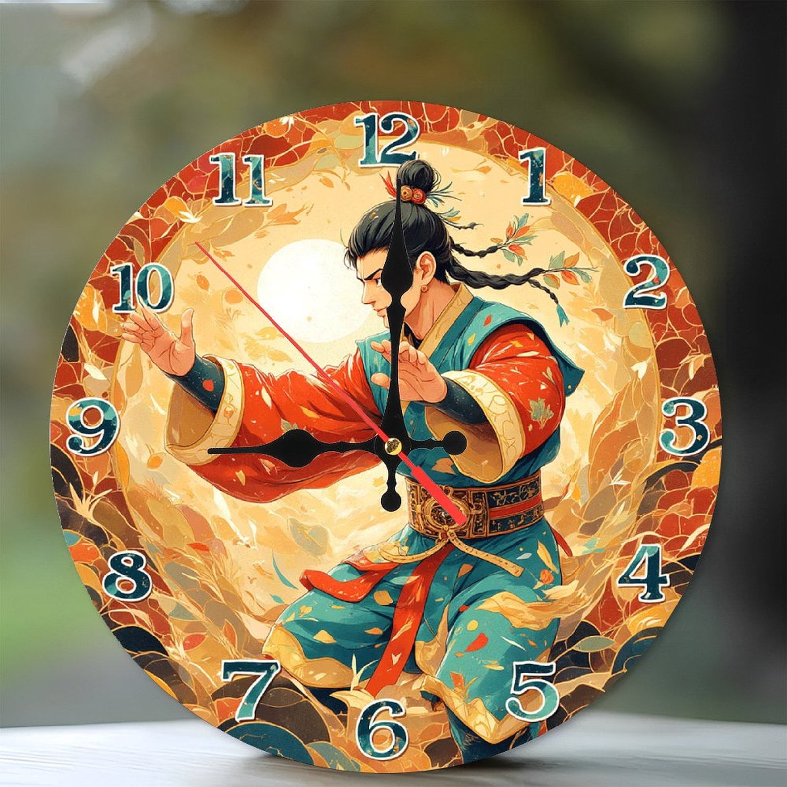Chinese Style Wall Clock Autumn Man Design Home Decor 10-Inch Silent ...