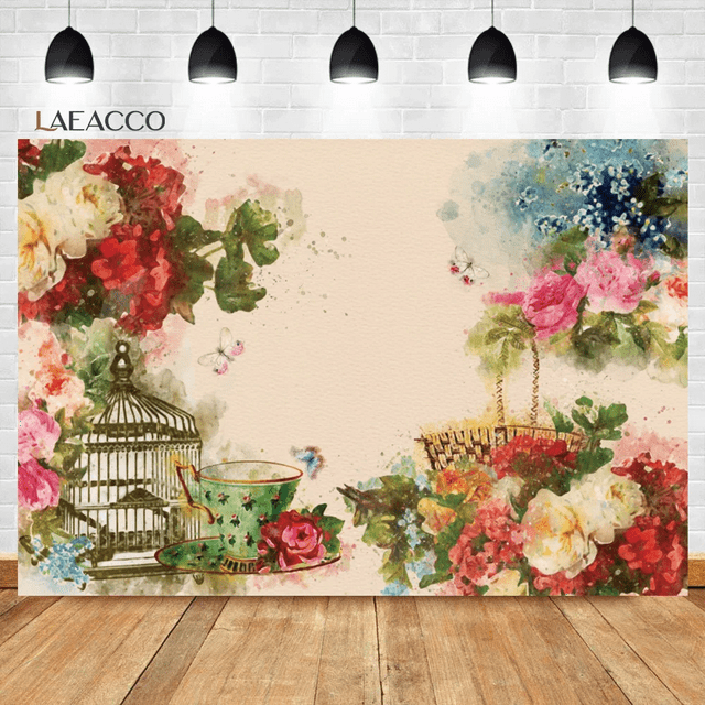 Chinese Style Watercolor Painting Flower Bird Cage Background Baby ...