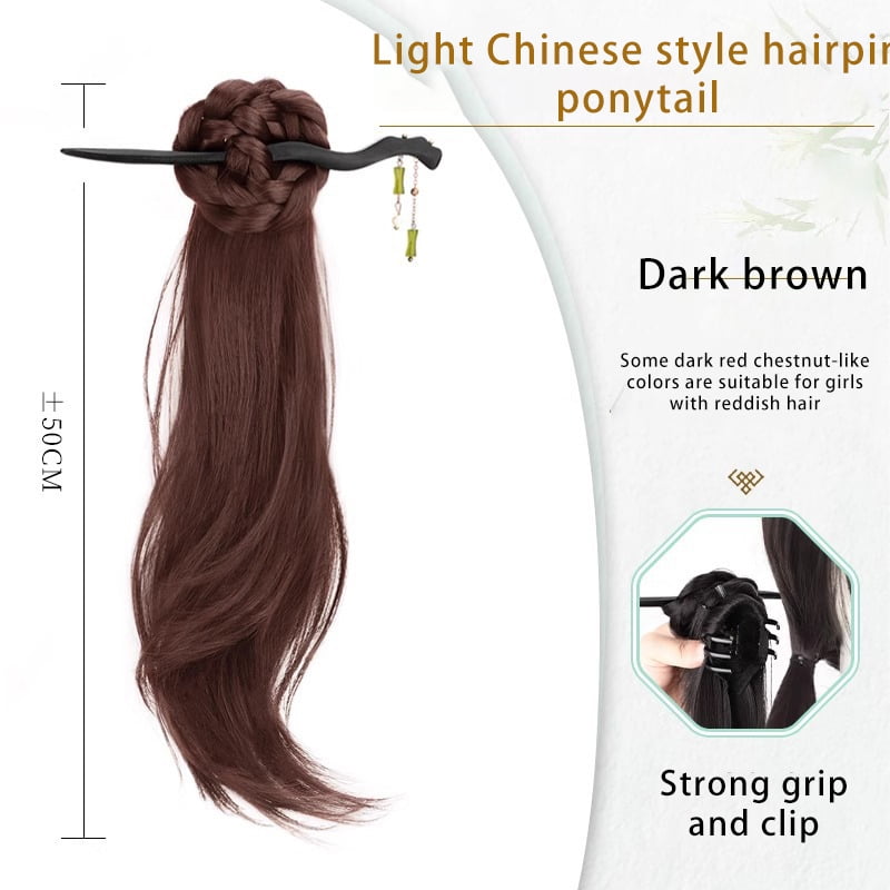 Chinese Style Wig Braid Ponytail Female Light National Style Ponytail ...