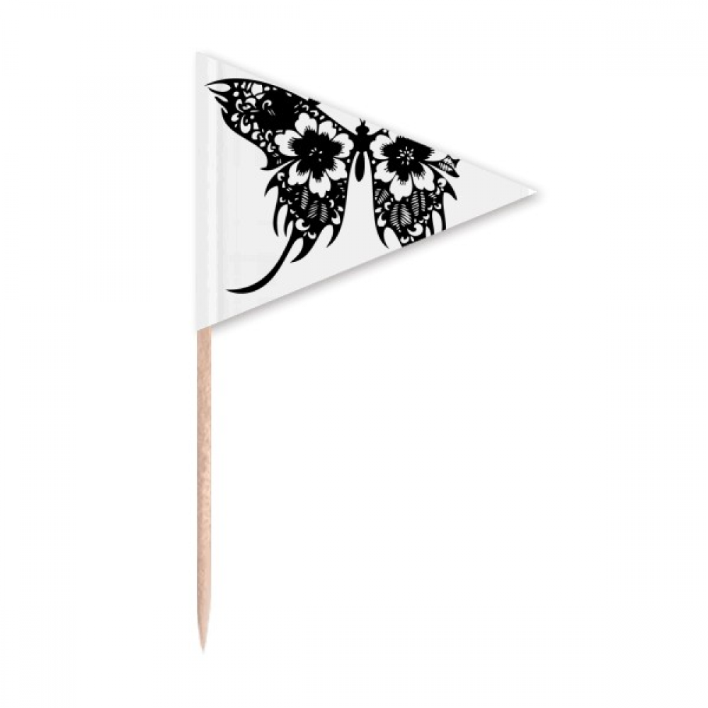 Chinese Style with Floral Wings Toothpick Triangle Cupcake Toppers Flag ...