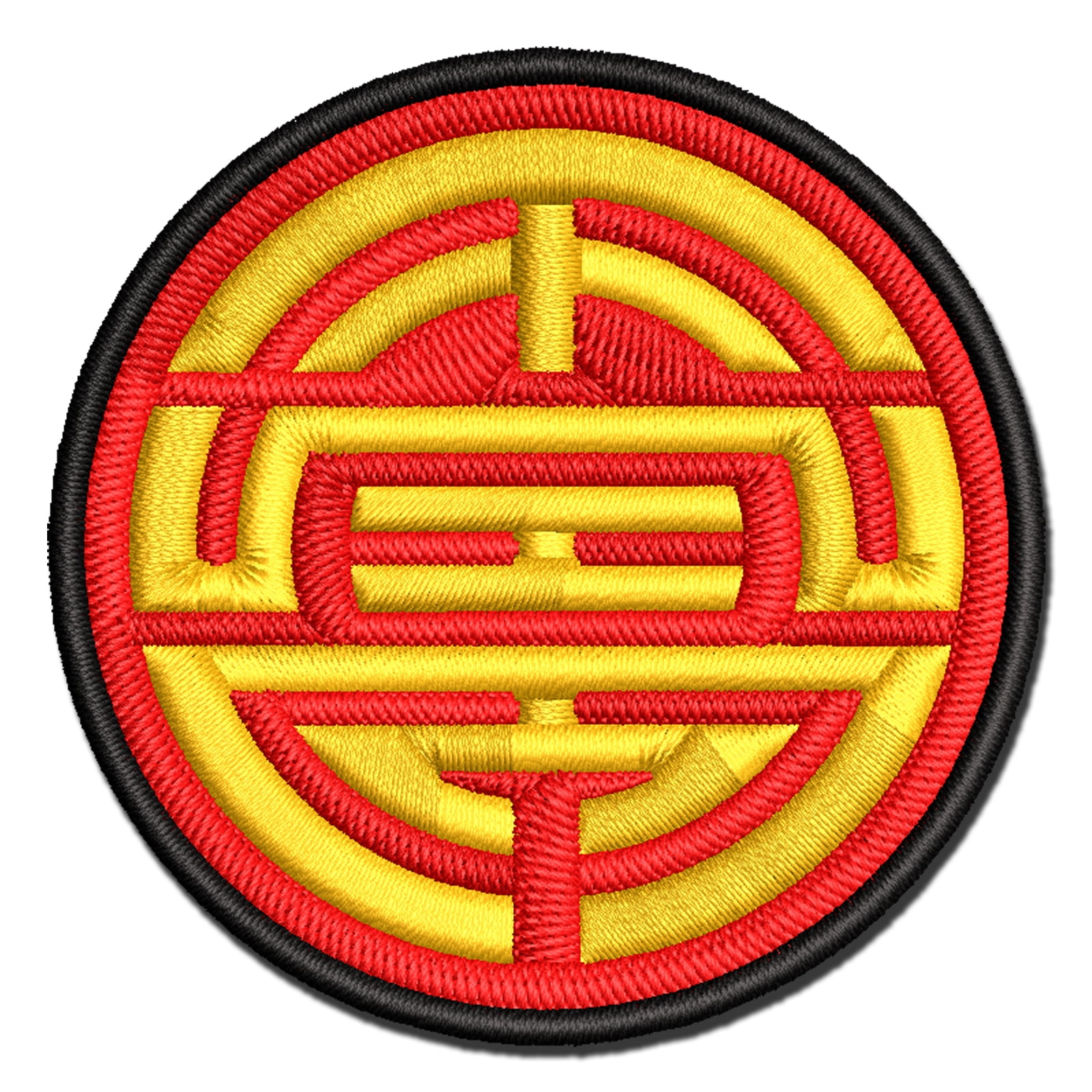 Chinese Symbol Shou Longevity Applique Multi-Color Embroidered Iron-On ...