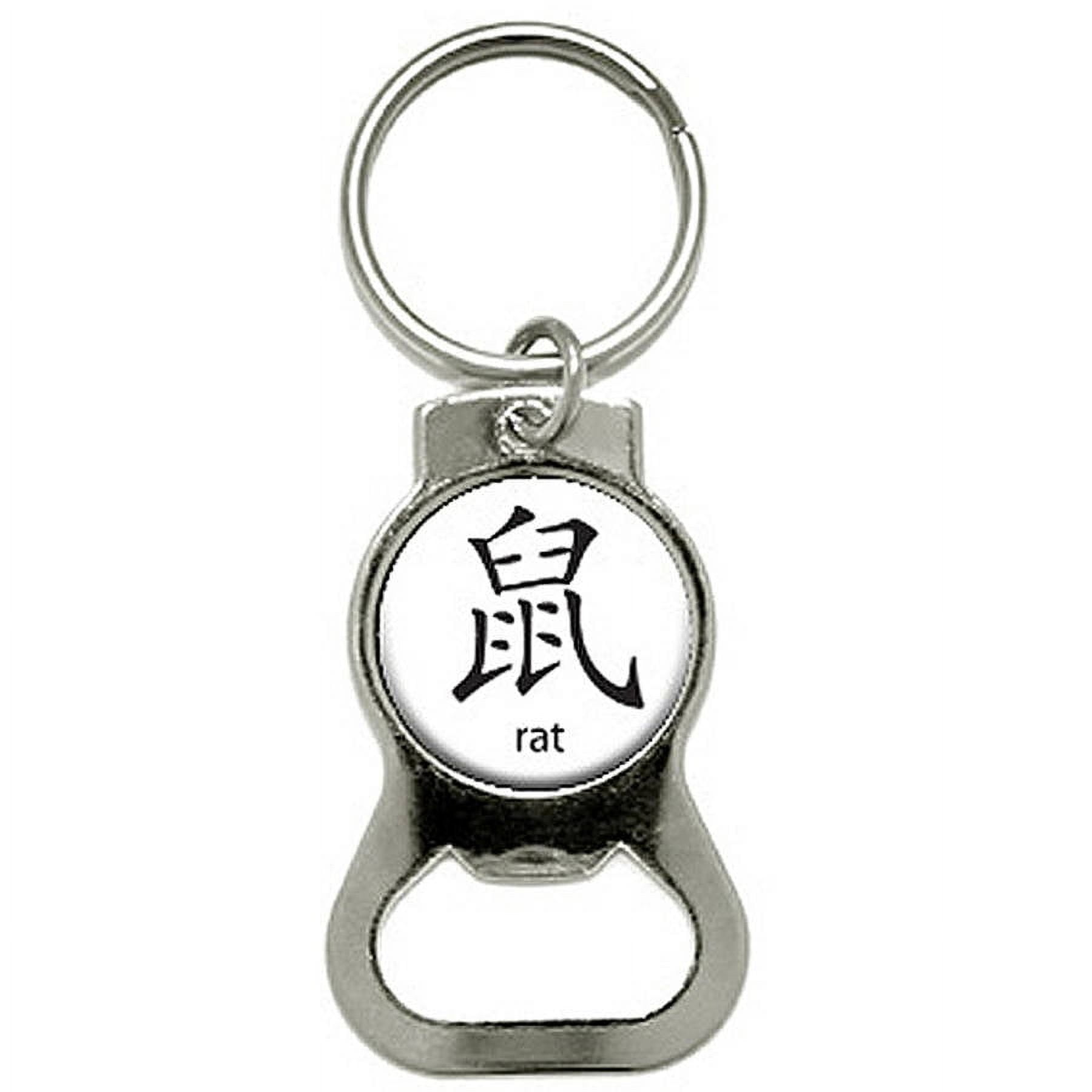 Chinese Symbol Year Of The Rat Bottle Cap Opener Keychain Ring ...