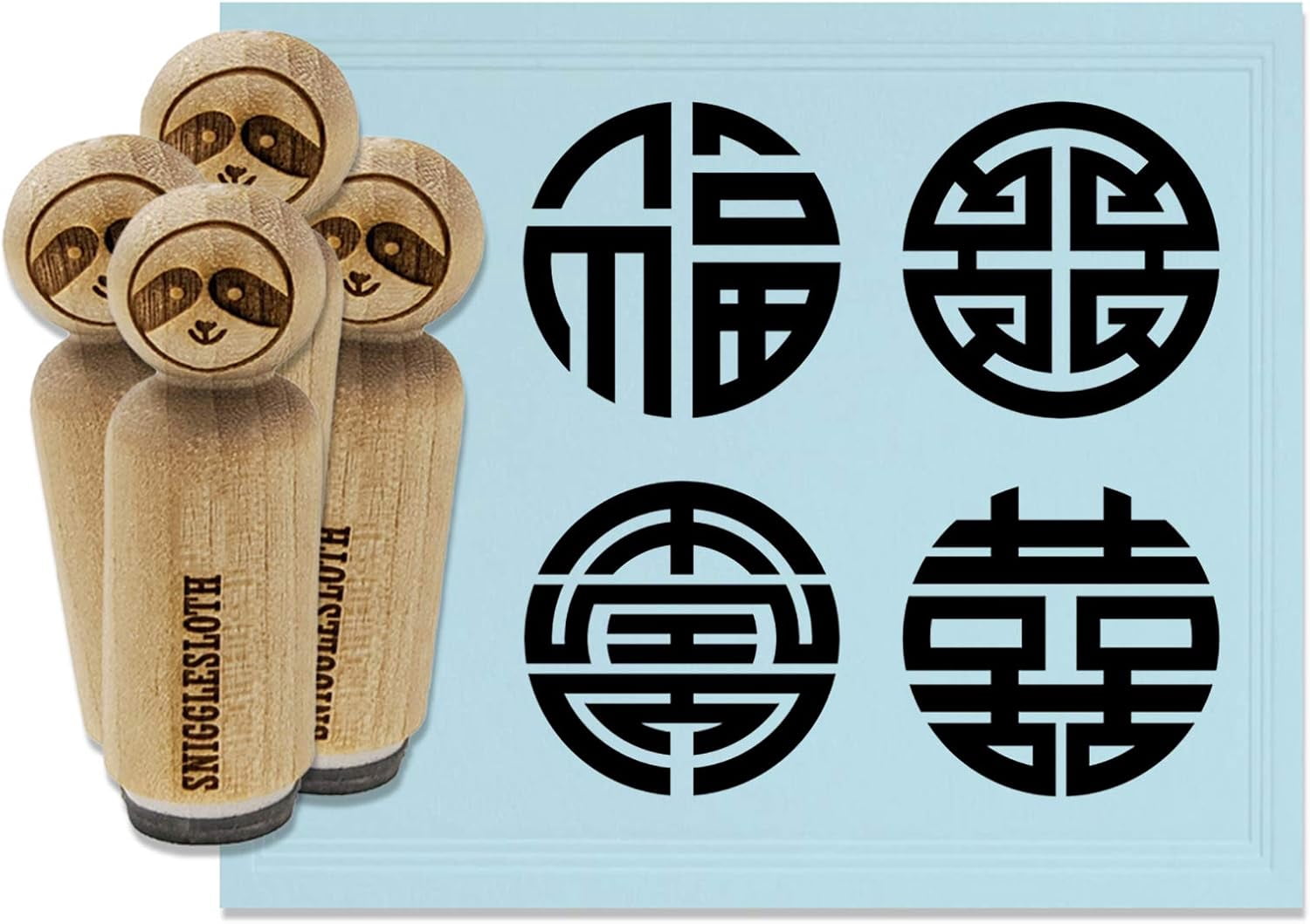 Chinese Symbols Happiness Longevity Wealth Good Luck Rubber Stamp Set ...