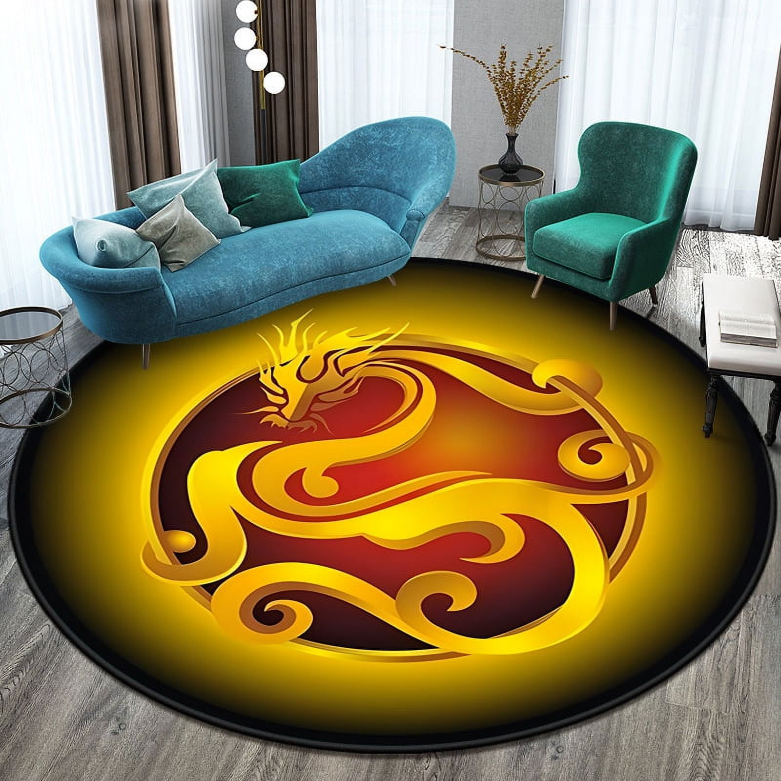 Chinese Tai Chi Bagua Circular Carpet Home Living Room Bedroom Bathroom ...