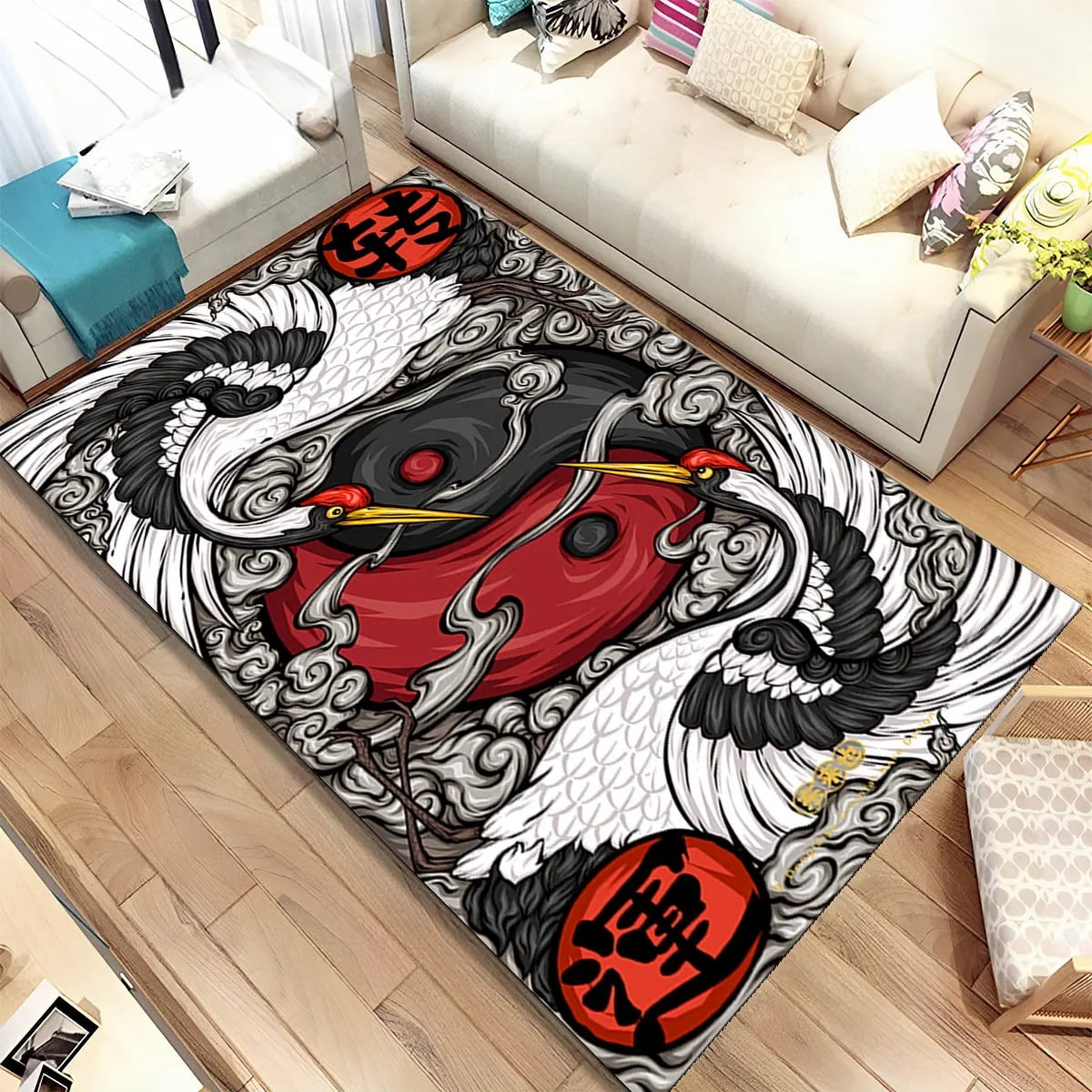 Chinese Tai Chi Bagua Yin Yang Area Rug Carpet Rug for Home Living Room ...