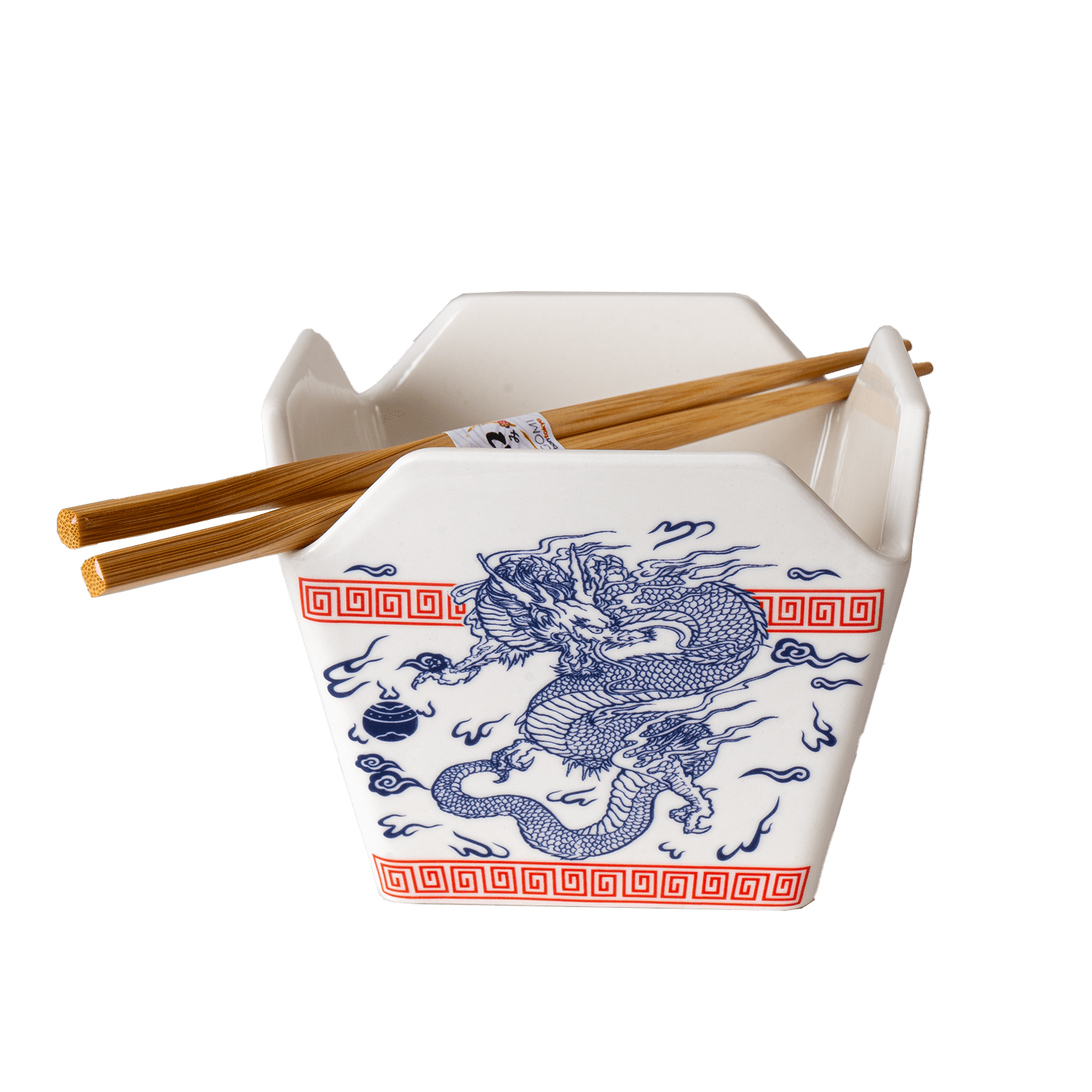 Chinese Takeout Box Style Porcelain Bowl with Chopsticks Oriental ...