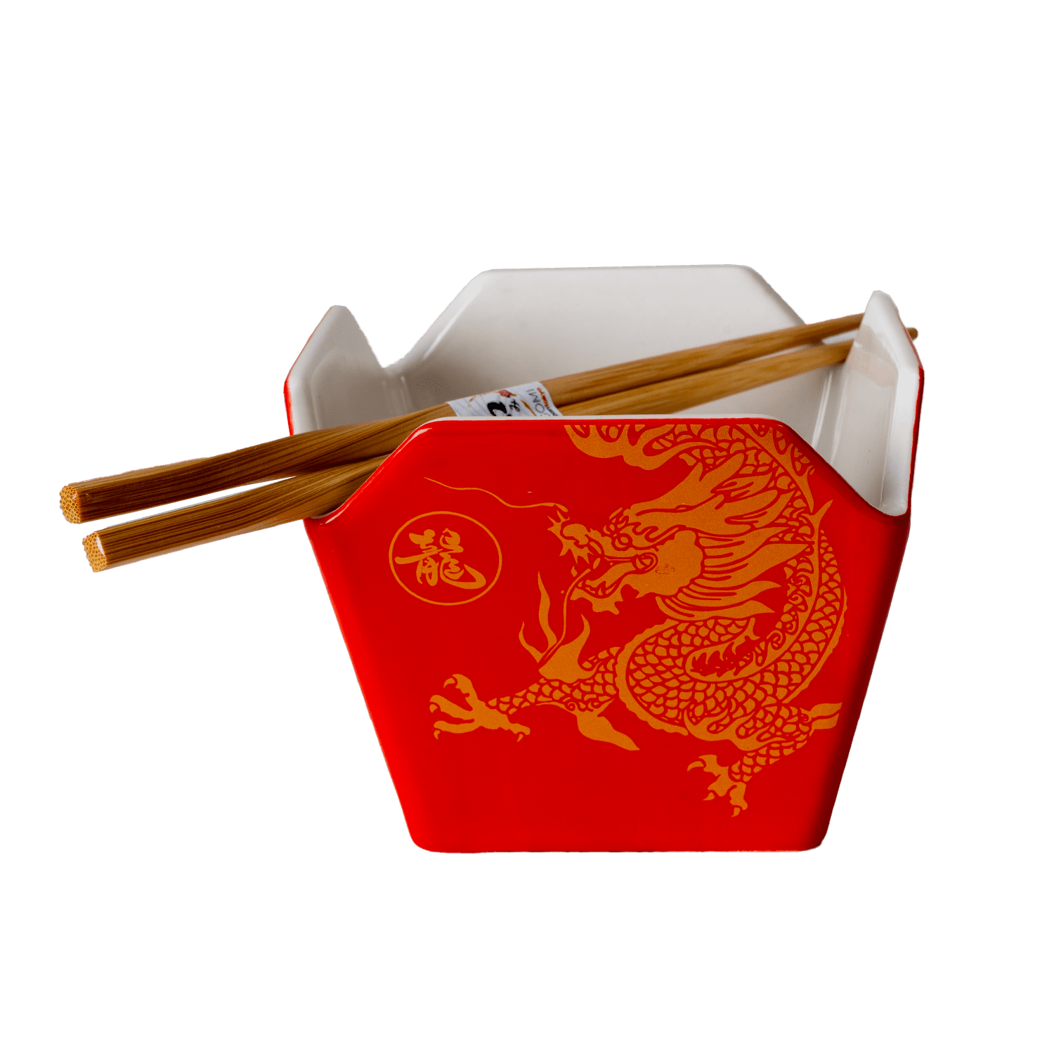 Chinese Takeout Box Style Porcelain Bowl with Chopsticks Oriental ...