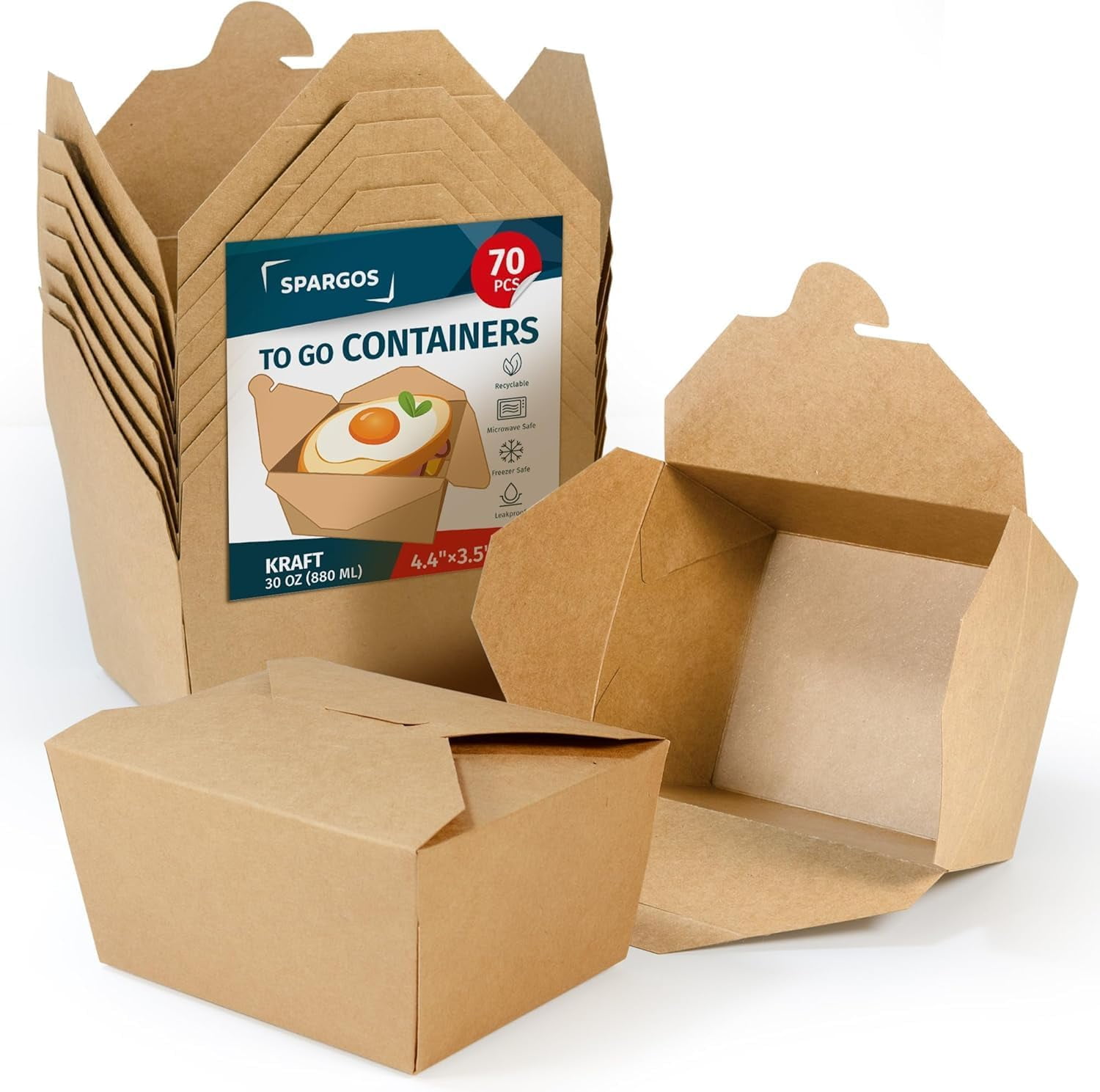 Chinese Takeout Storage Containers (70 Pack) 30oz - Kraft Brown ...