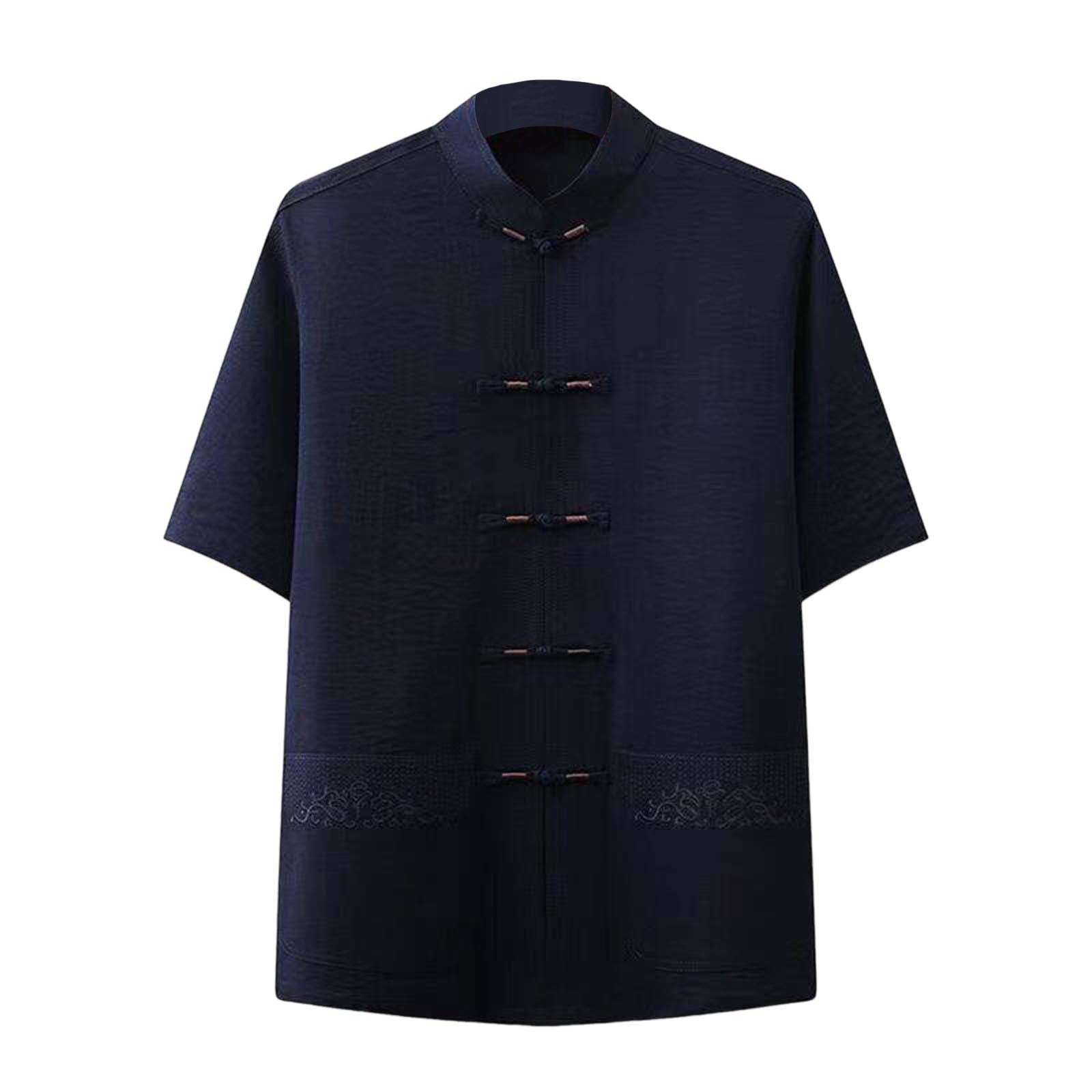 Chinese Tang Suit Short Sleeve Kung Fu Tai Chi Shirt for Men ...