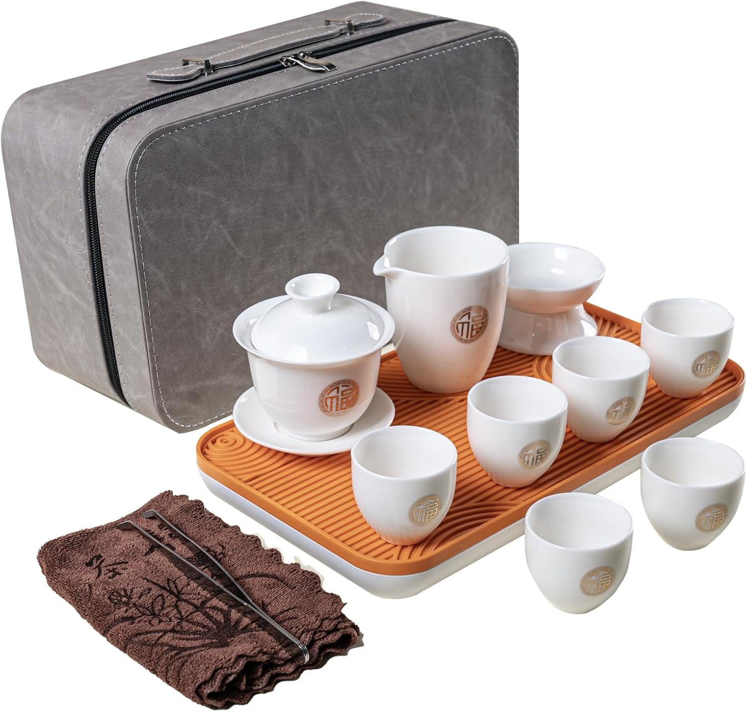 Chinese Tea Set Gaiwan Tea Set with Chinese Gaiwan White Jade Travel ...