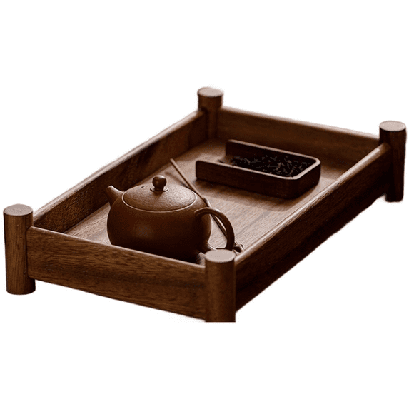 Chinese Tea Tray Walnut Wood Serving Platter Vintage Storage Rack Dry ...