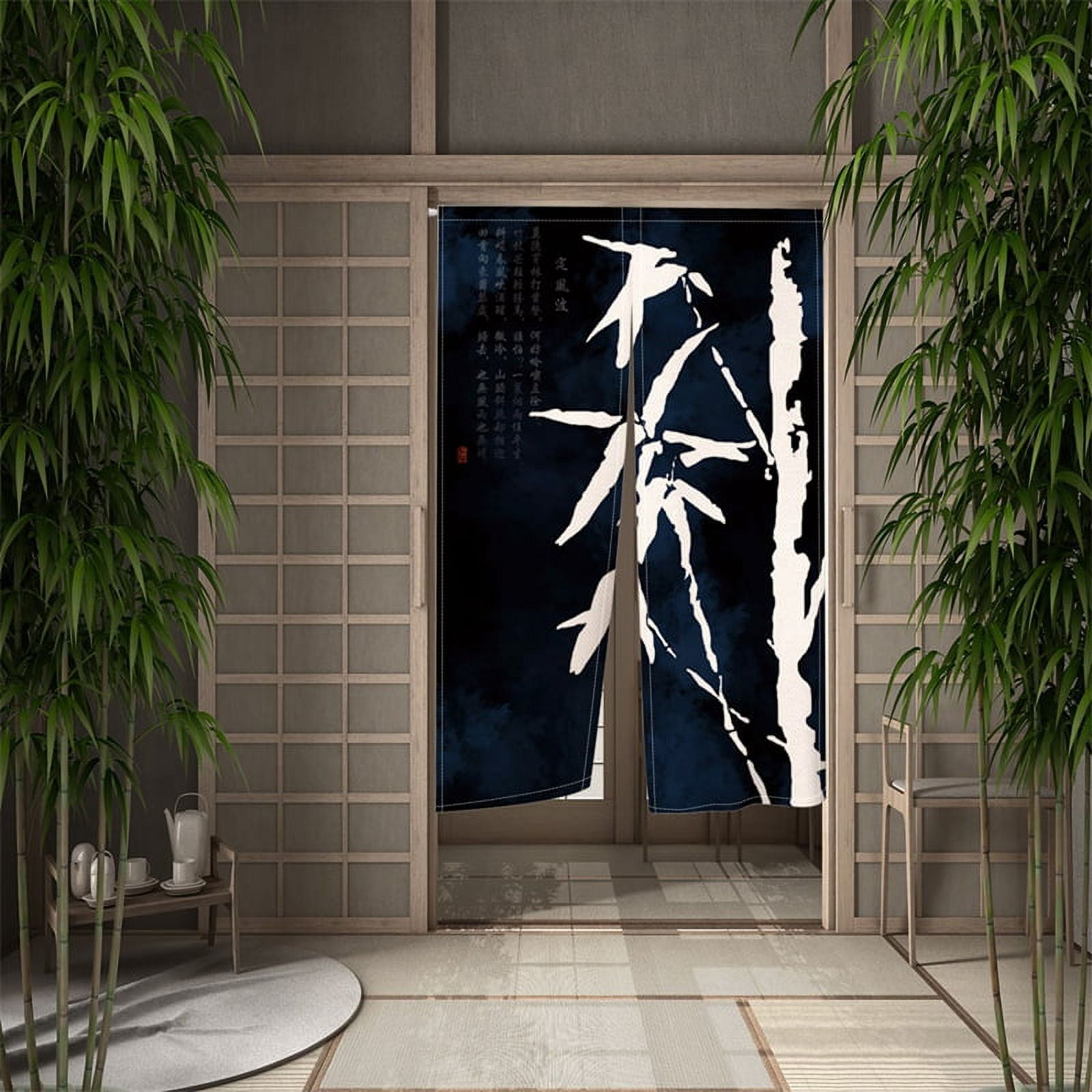 Chinese Traditional Bamboo Door Curtain Ink Painting Kitchen Dining ...