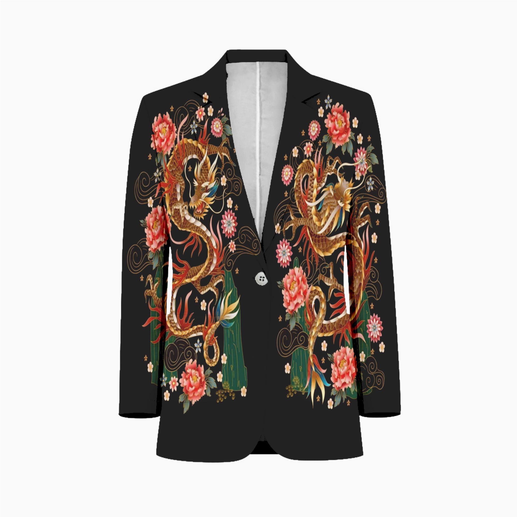 Chinese Traditional Dragons Men's Suit Blazer Casual Party Wear Slim ...