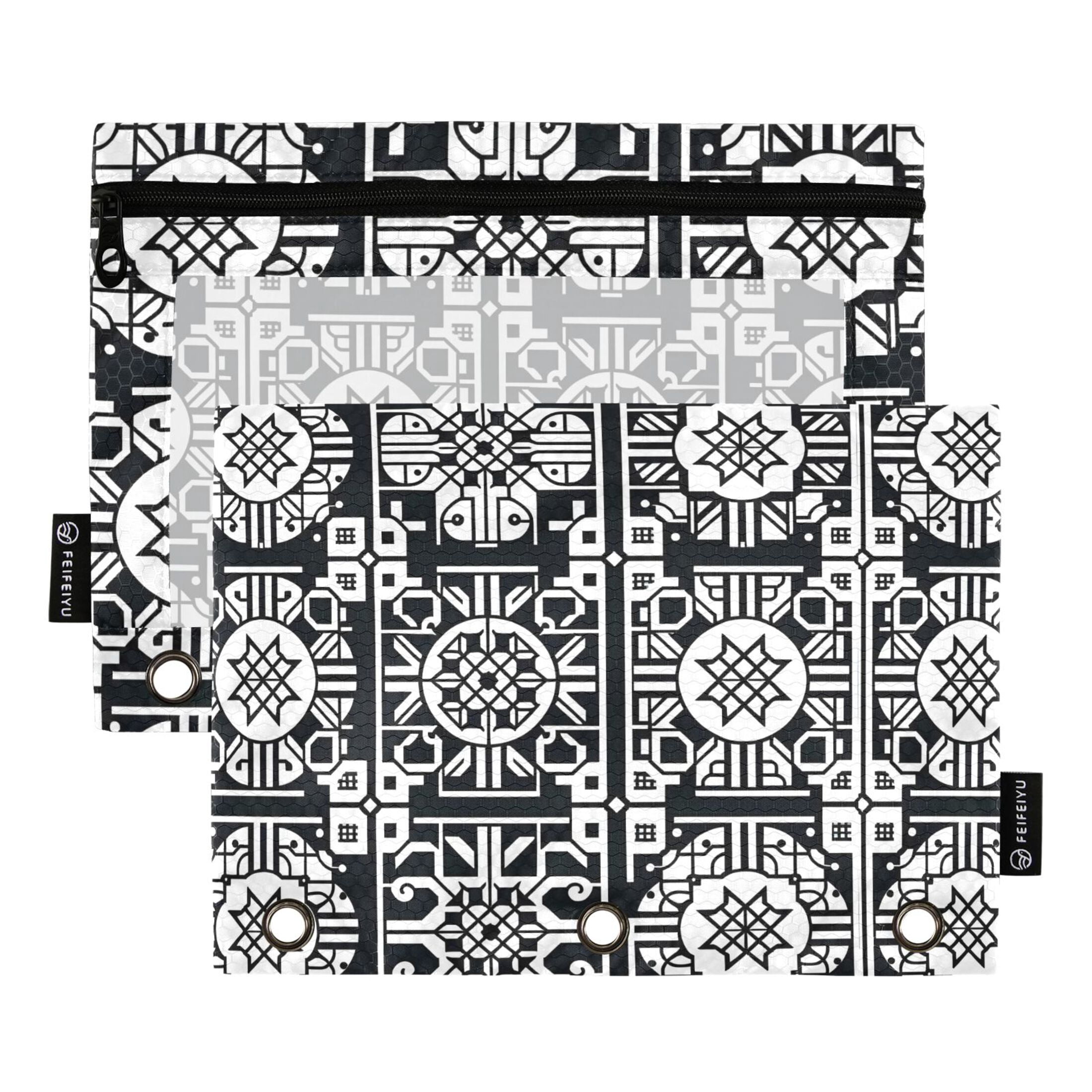 Chinese Traditional Motifs 2 Pack Pencil Pouch for 3 Ring Binder Smooth ...