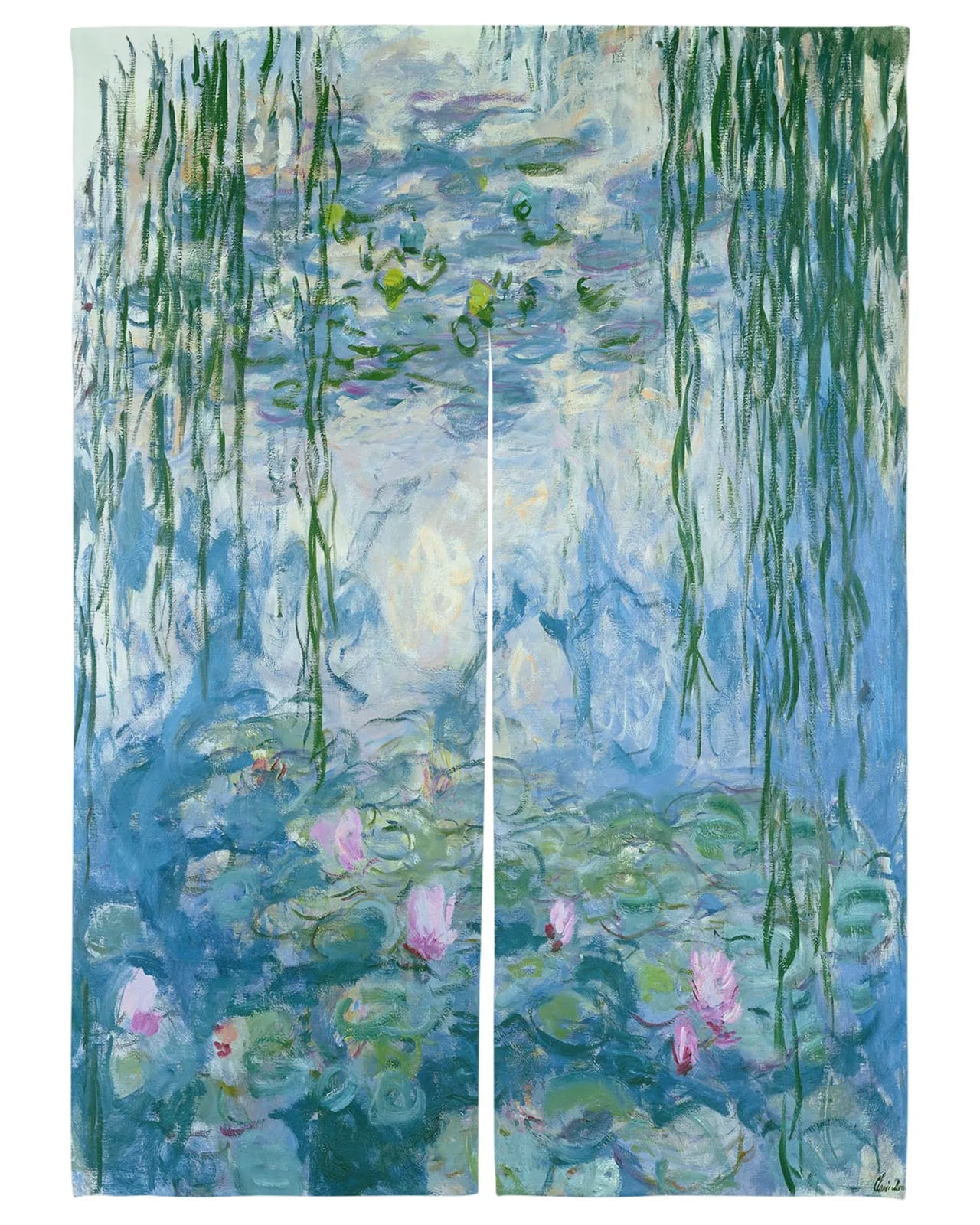 Chinese Traditional Painting Lotus Print Japanese Noren Door Curtain ...