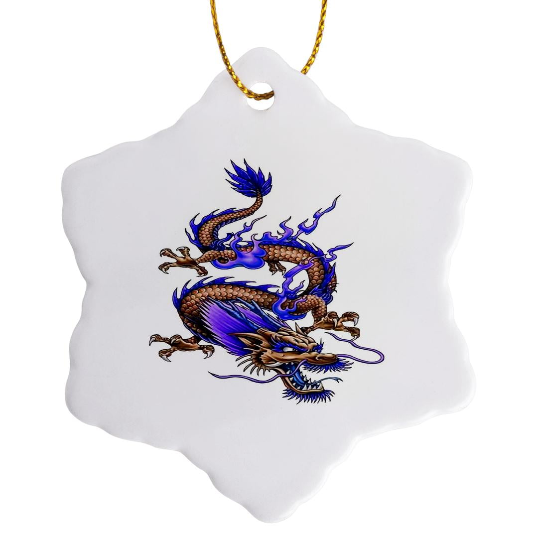 3drose, Chinese Treasure Dragon Mythical Creature, 3 inch Snowflake ...