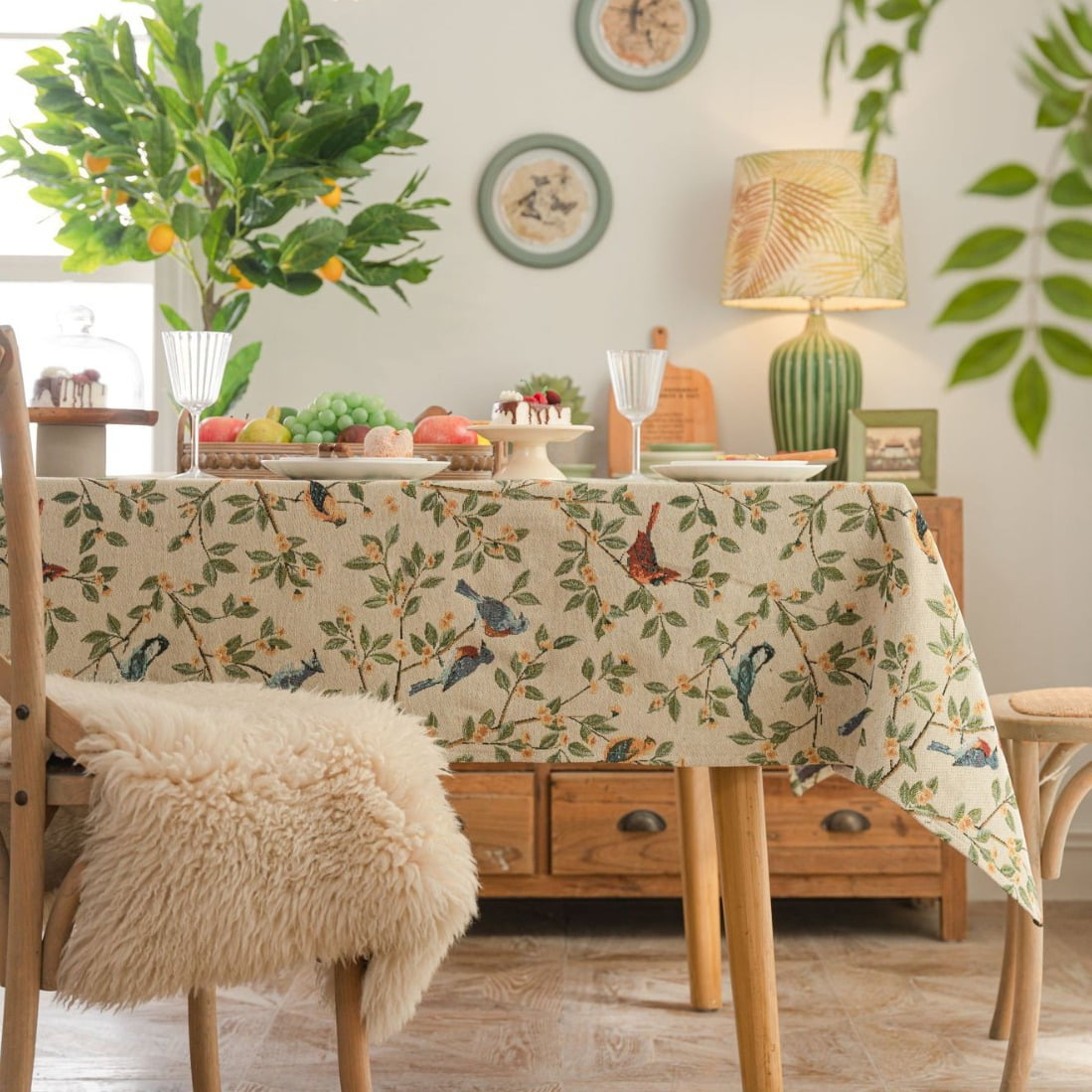 Chinese Vintage Tablecloth - Hand-Painted Jacquard Floral Rectangular ...