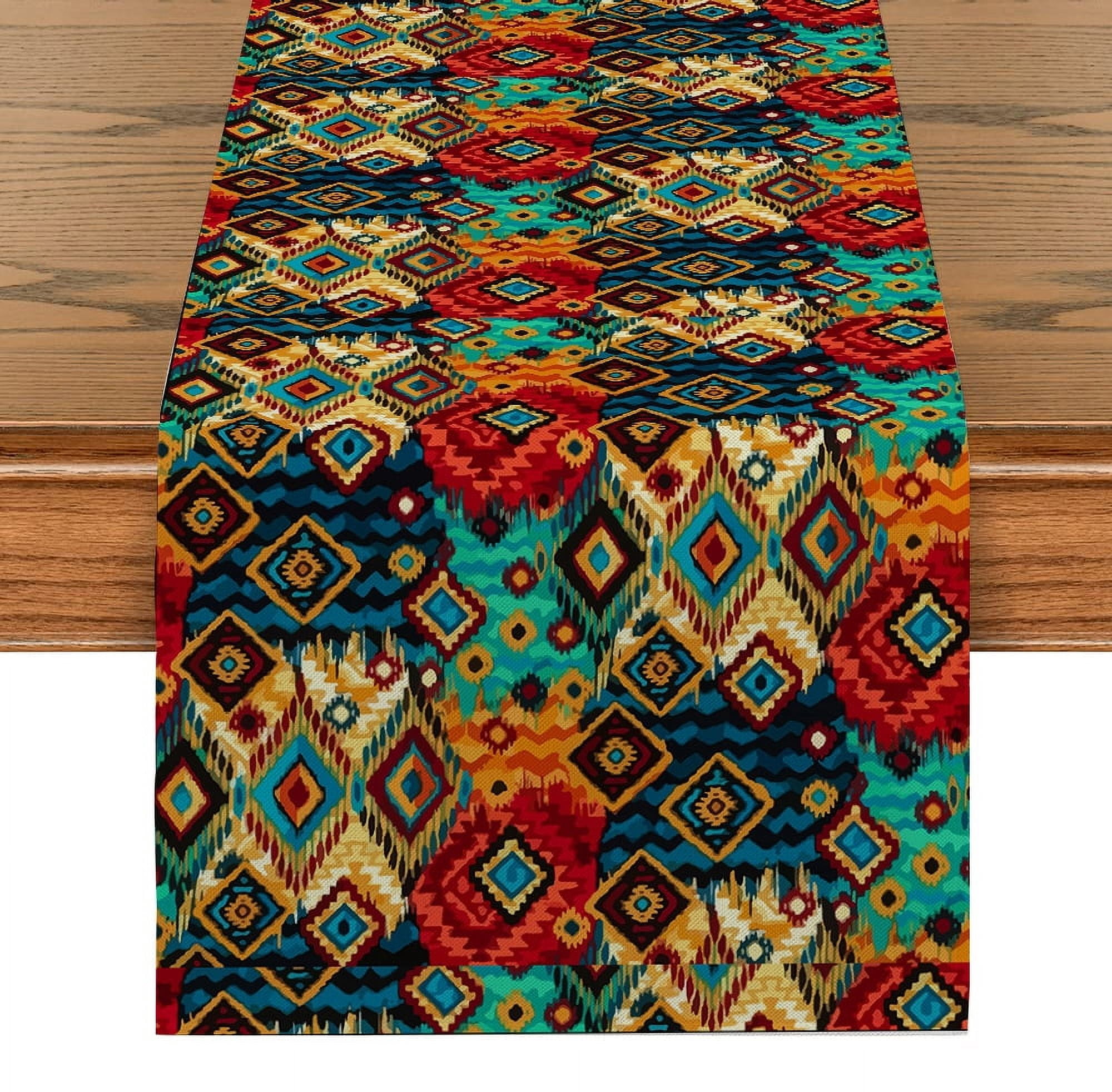 Chinese Watercolor National Geometry Table Runners Washable Dresser ...