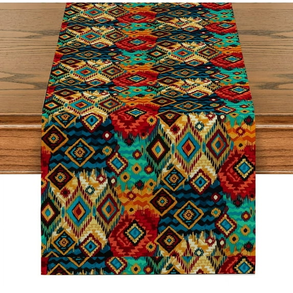 Chinese Watercolor National Geometry Table Runners Washable Dresser ...