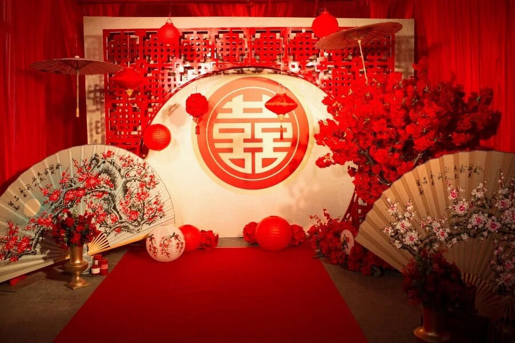 Chinese Wedding Backdrop for Photography Red Stage Curtain Rose ...