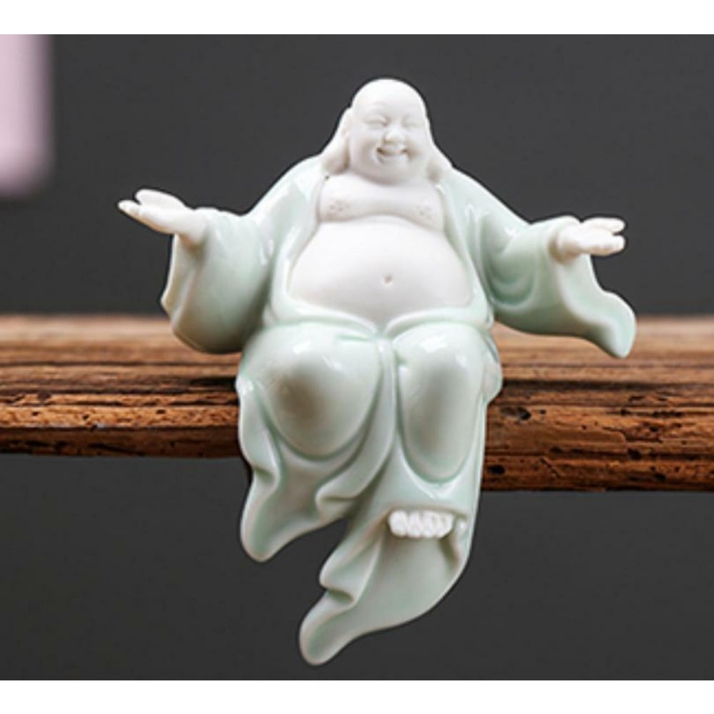 Chinese White Porcelain Ceramics Potbelly Maitreya Buddha Figurine ...