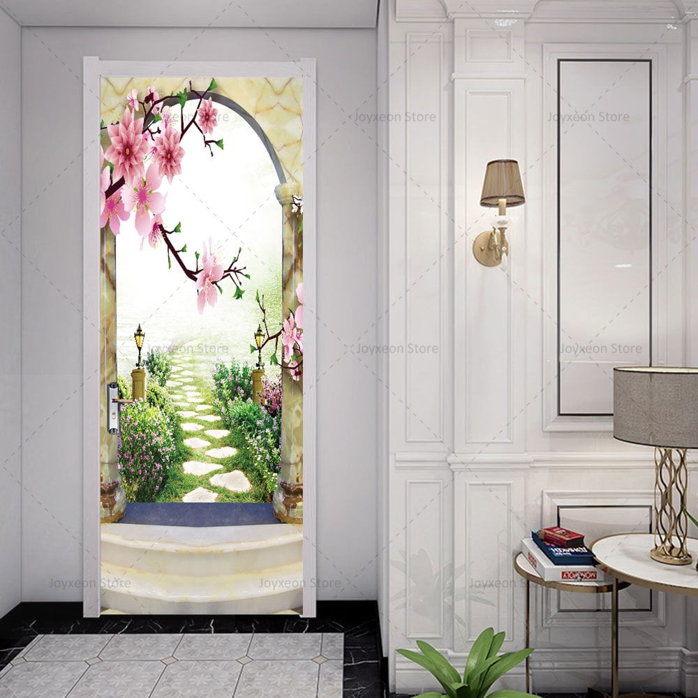 Chinese Wind Door Stickers Watercolor Rendering Poster Matte Surface ...