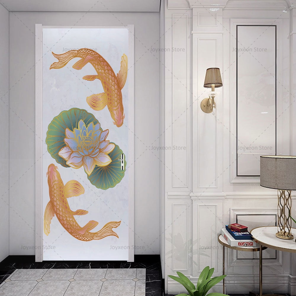 Chinese Wind Door Stickers Watercolor Rendering Poster Matte Surface ...