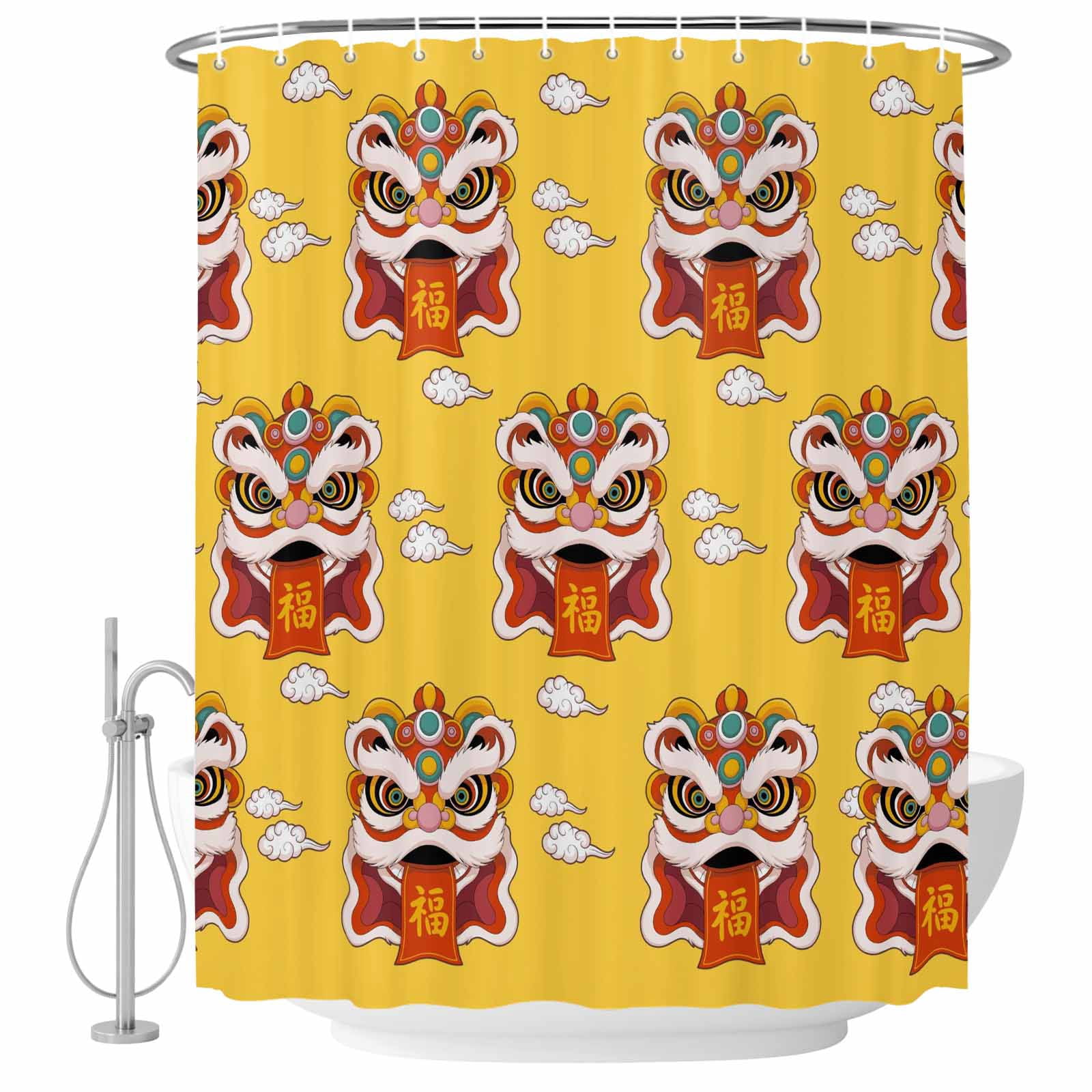 Chinese Wind Shower Curtain, Waterproof Shower Curtains for Bathroom ...