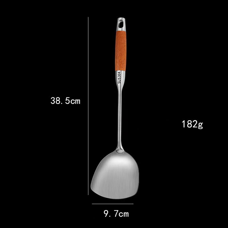Chinese Wok Spatula, 304 Stainless Steel Spatula with Heat Resistant ...