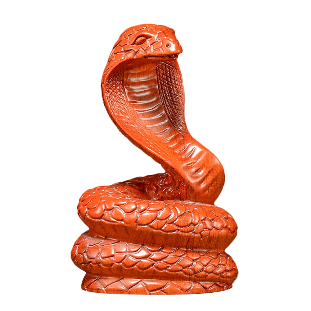 Chinese Wood Snake Figurine for Home Decor Realistic Hand Carved Animal ...