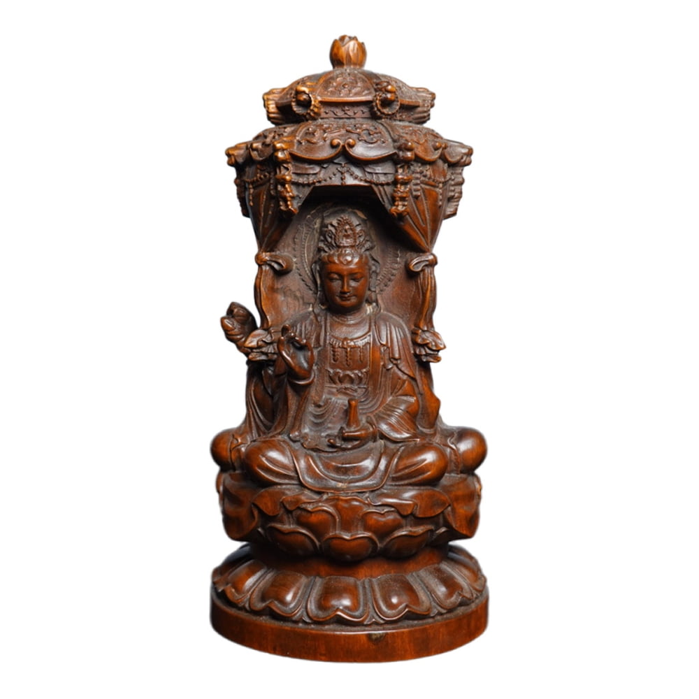 Chinese Wooden Carving Three Faced Buddha Statue Carved Western Trinity ...