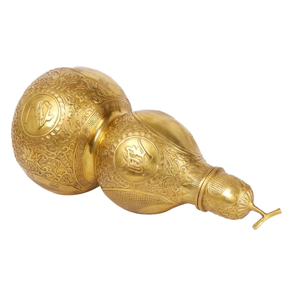 Chinese Wu Lou Scents Copper Gourd Gourd Statue Office 13x7cm Golden ...