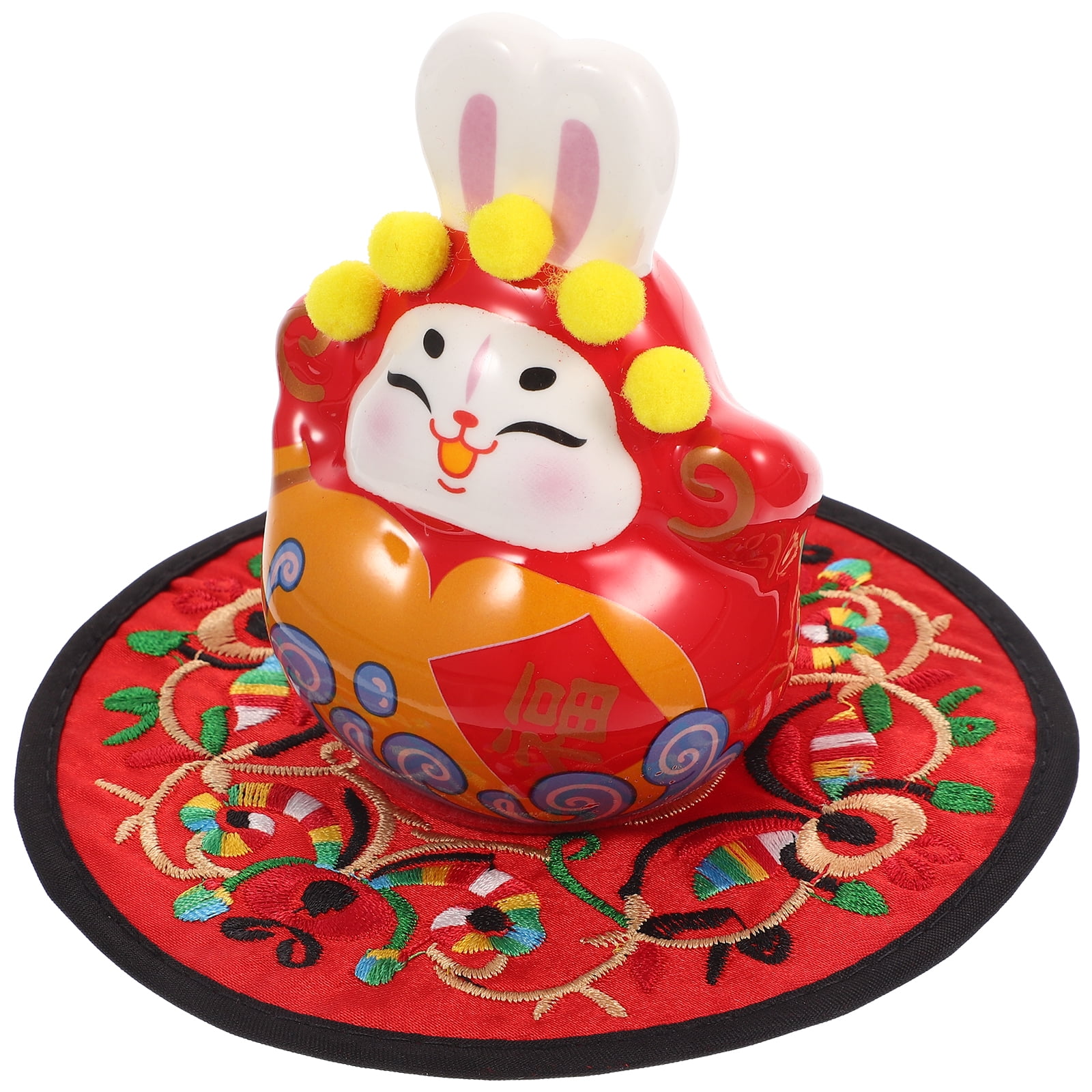 Chinese Year of The Rabbit Ornament Desktop Bunny Lucky Decor Cartoon ...
