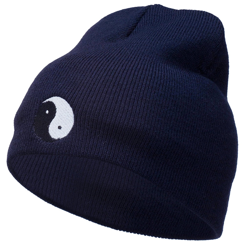 Chinese Yin Yang Symbol Embroidered Short Beanie - Navy OSFM - Walmart.com