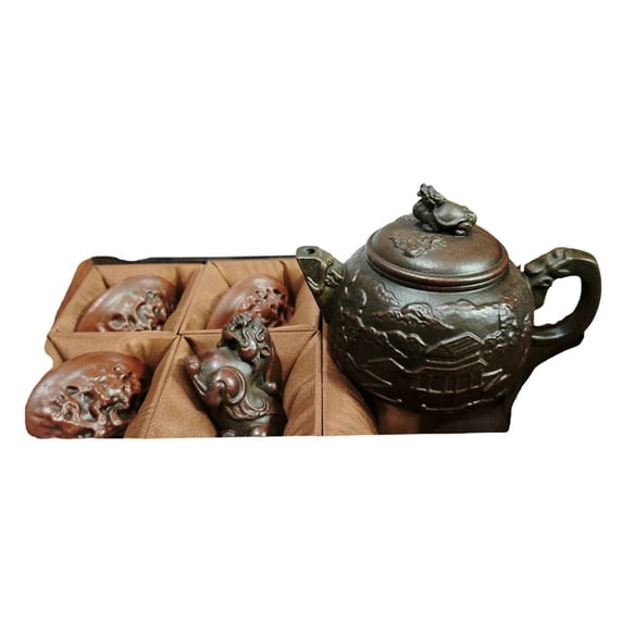 Chinese Yixing Zisha Clay Teapot Cute Kitchen Carving Pot Dragon ...