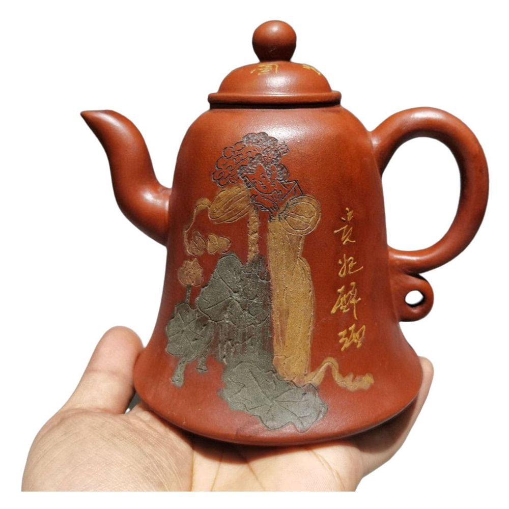 Chinese Yixing Zisha Teapot Teapots Green Tea Bell Shaped Painted ...