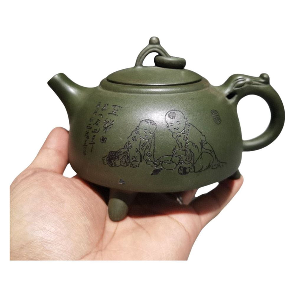 Chinese Yixing Zisha Teapot Teapots Green Tea Dragon Tripod Ring Knob ...